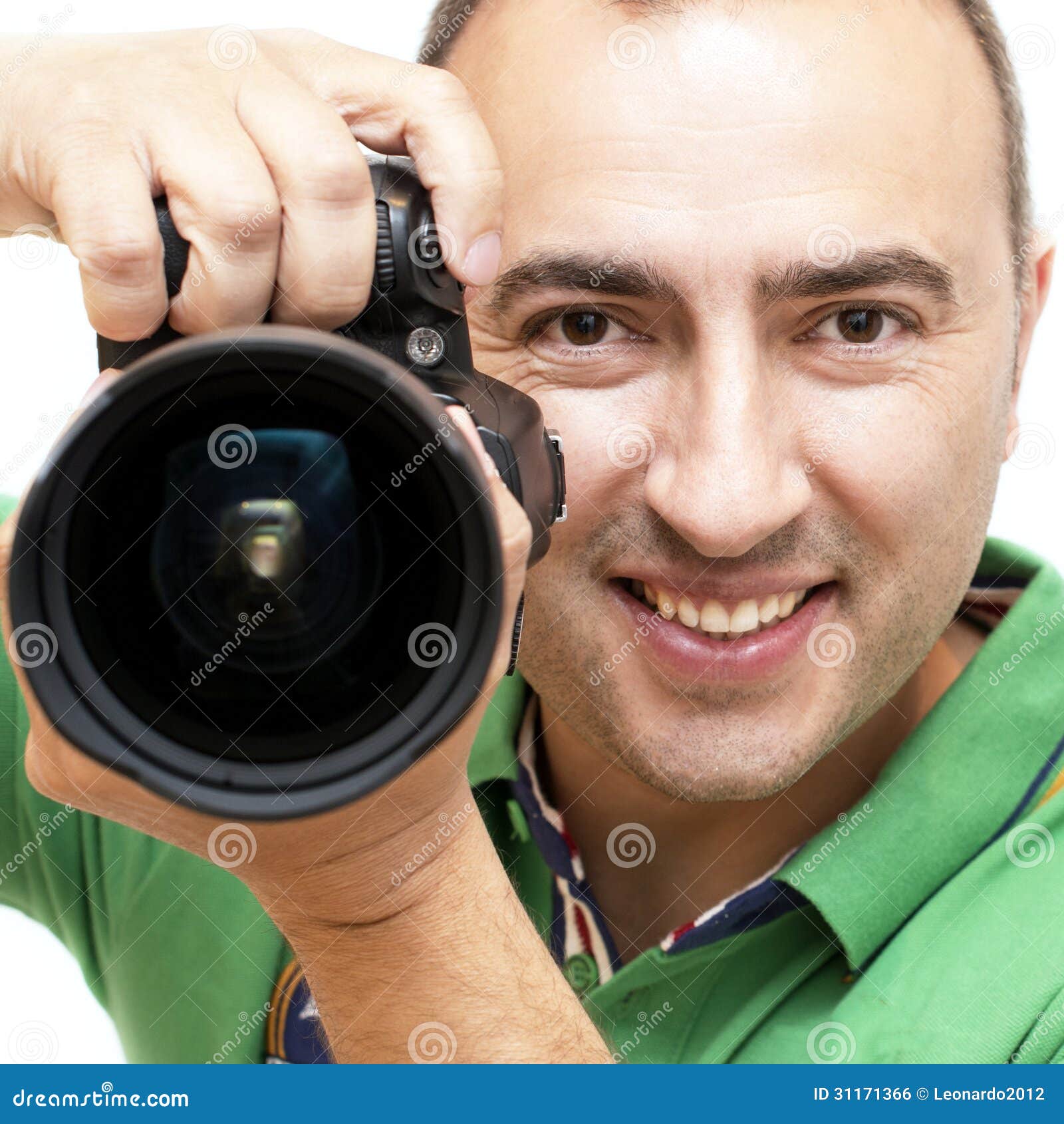 Portrait of the Smiling Photographer. Stock Photo - Image of smile ...