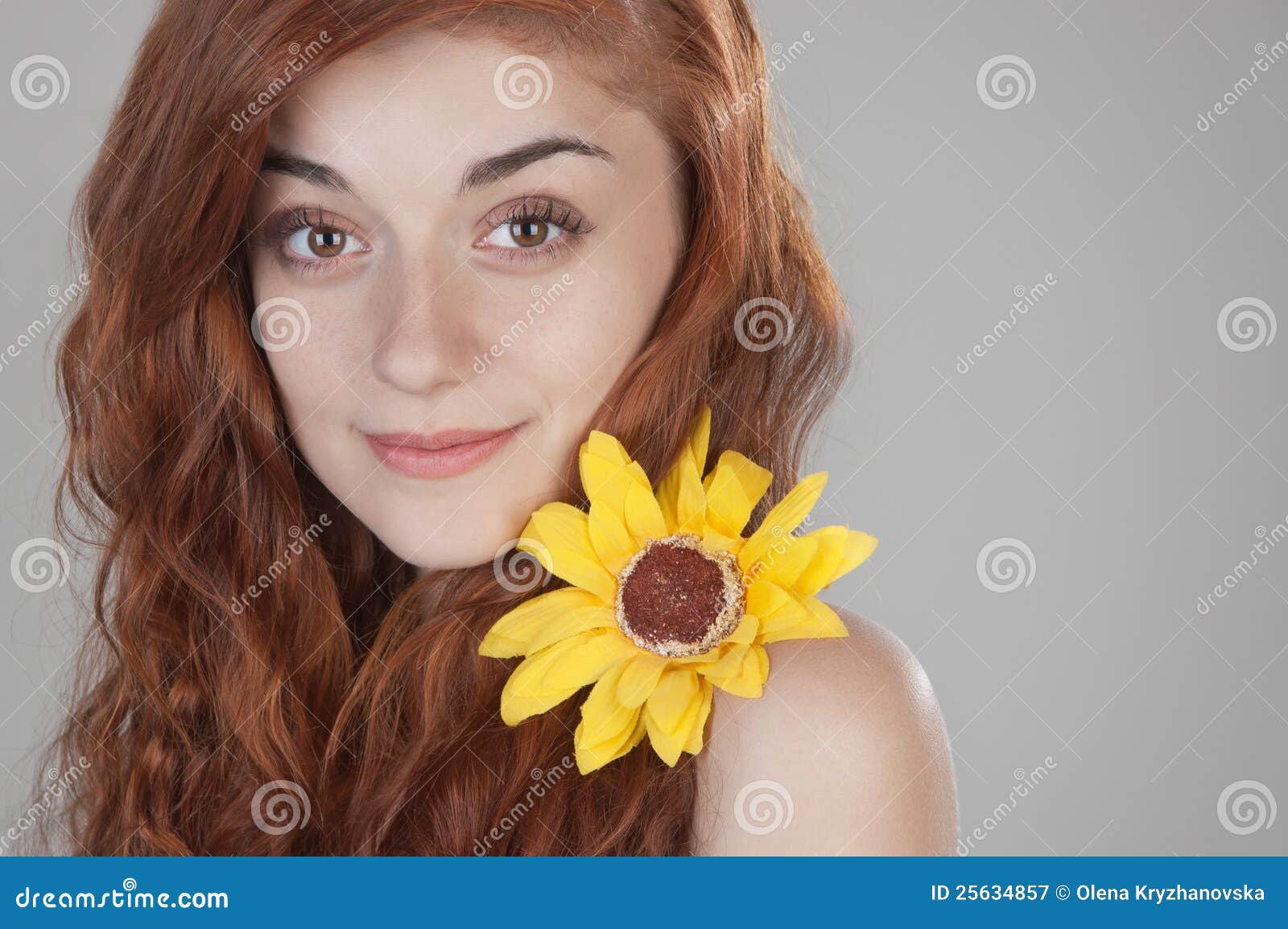 Portrait of a Smiling Red Haired Girl Stock Image - Image of expression ...