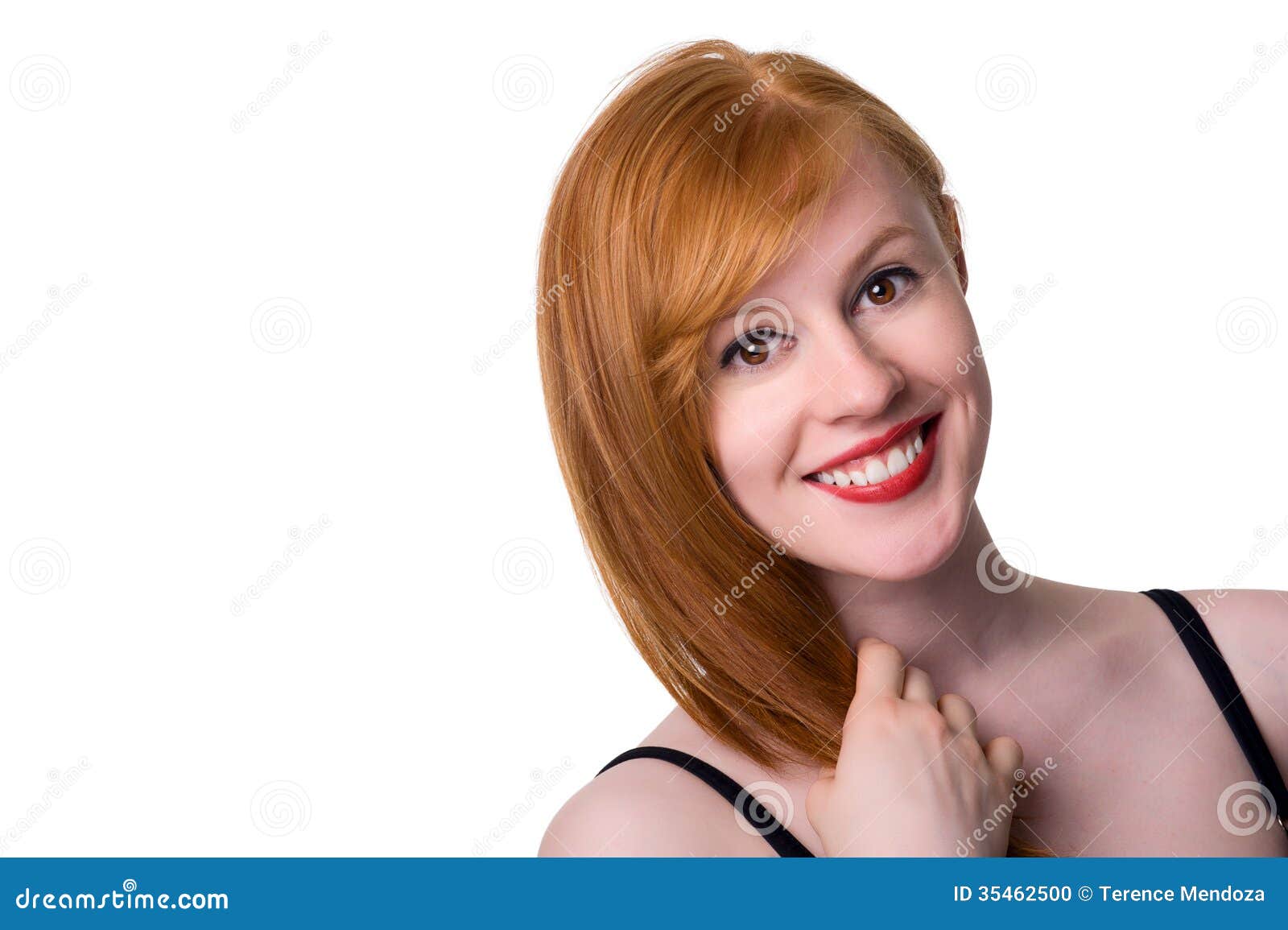Portrait of Smiling Redhead Stock Photo - Image of shiny, white: 35462500