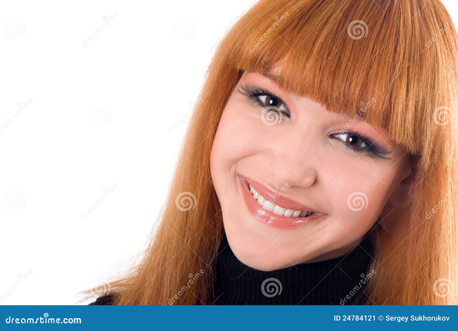 Portrait of the Smiling Redheaded Woman Stock Image - Image of bright ...
