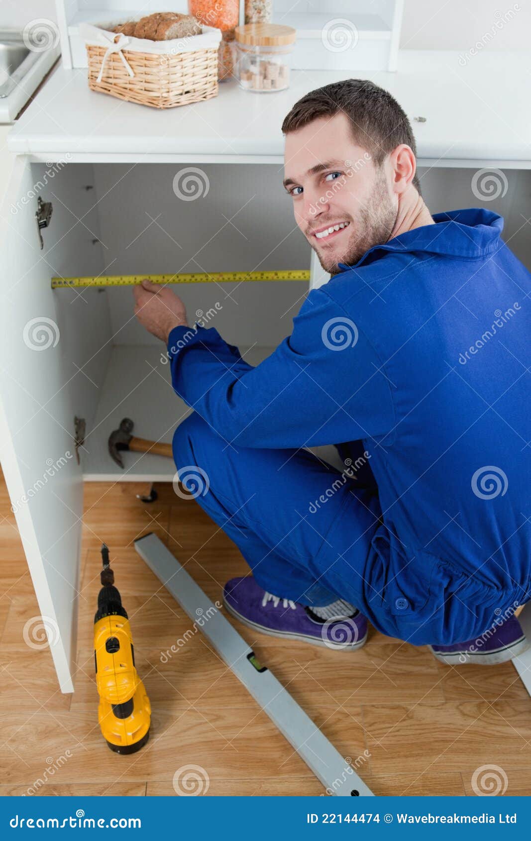 Portrait of a Smiling Repair Man Stock Photo - Image of manual ...