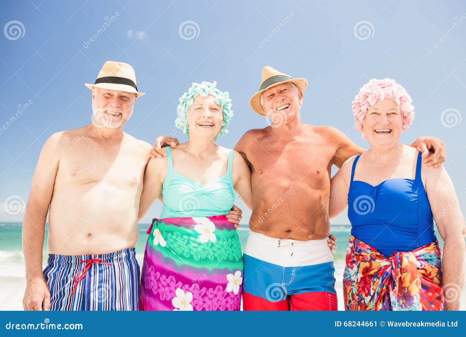Portrait of Smiling Senior Friends Stock Image - Image of holidays ...