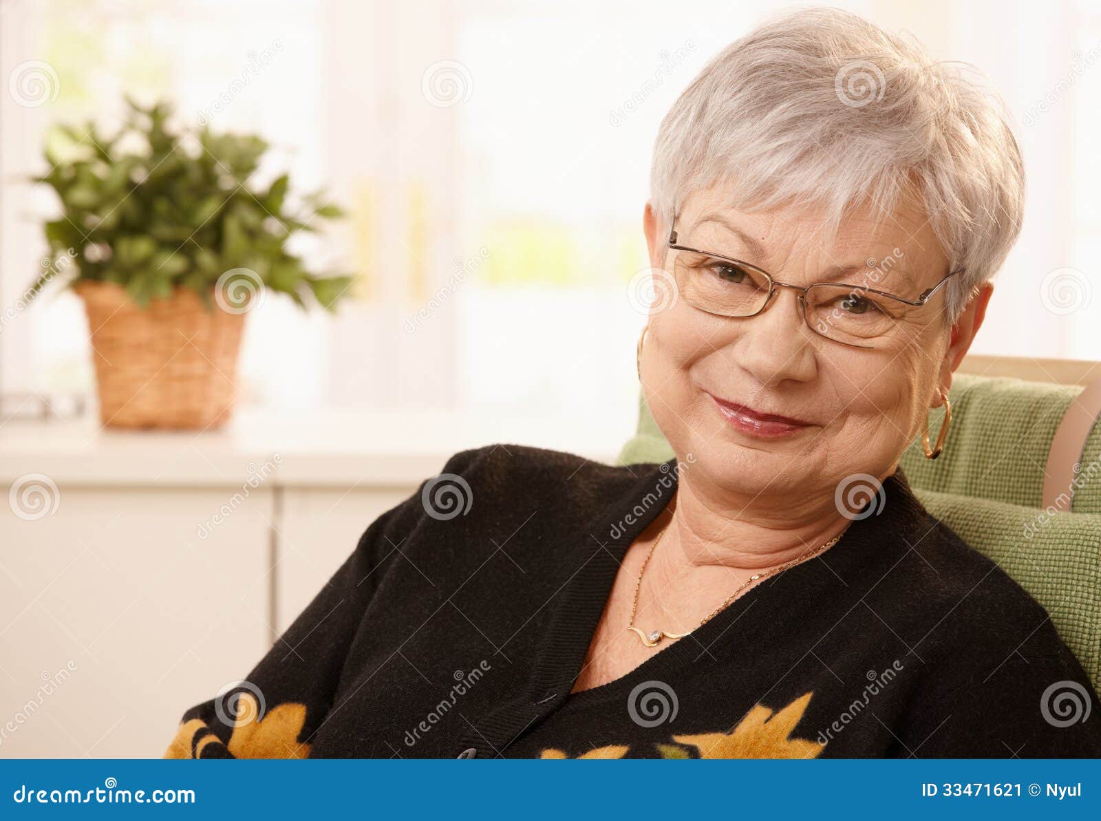Portrait of Smiling Senior Lady Stock Image - Image of boomer ...