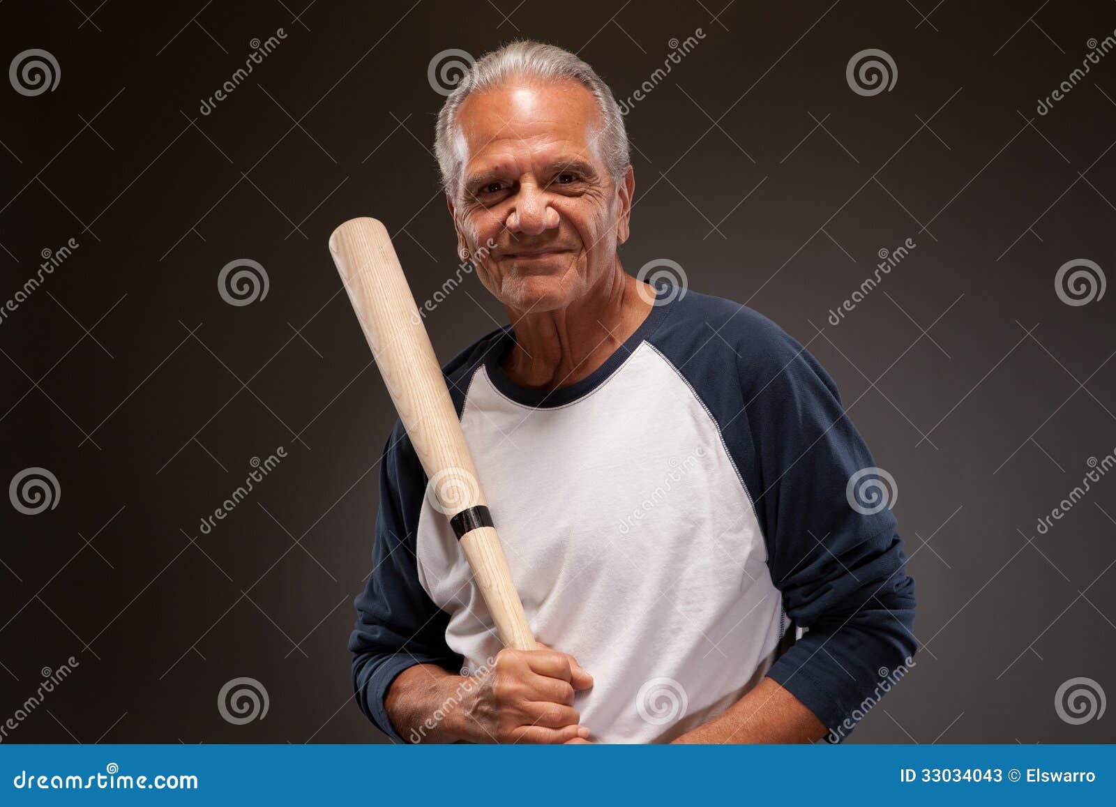 Portrait of a Smiling Senior Man with a Baseball Bat Stock Image ...