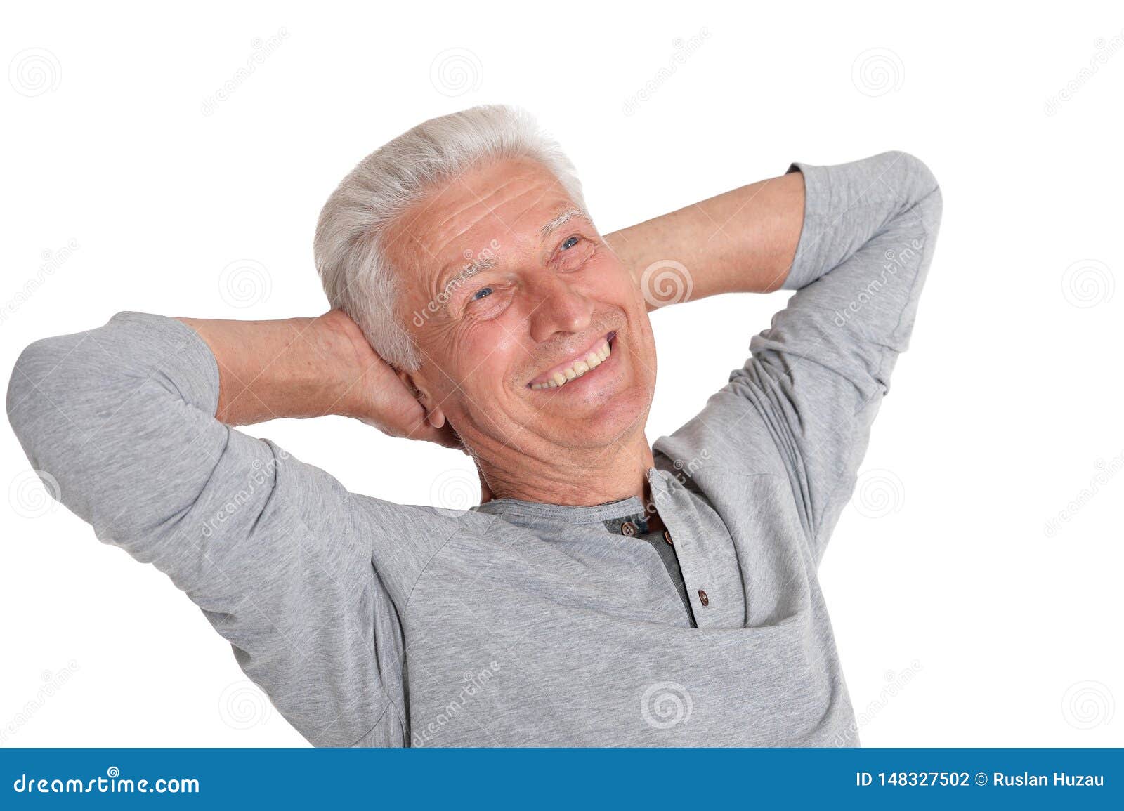 Portrait of Smiling Senior Man on White Background Stock Photo - Image ...