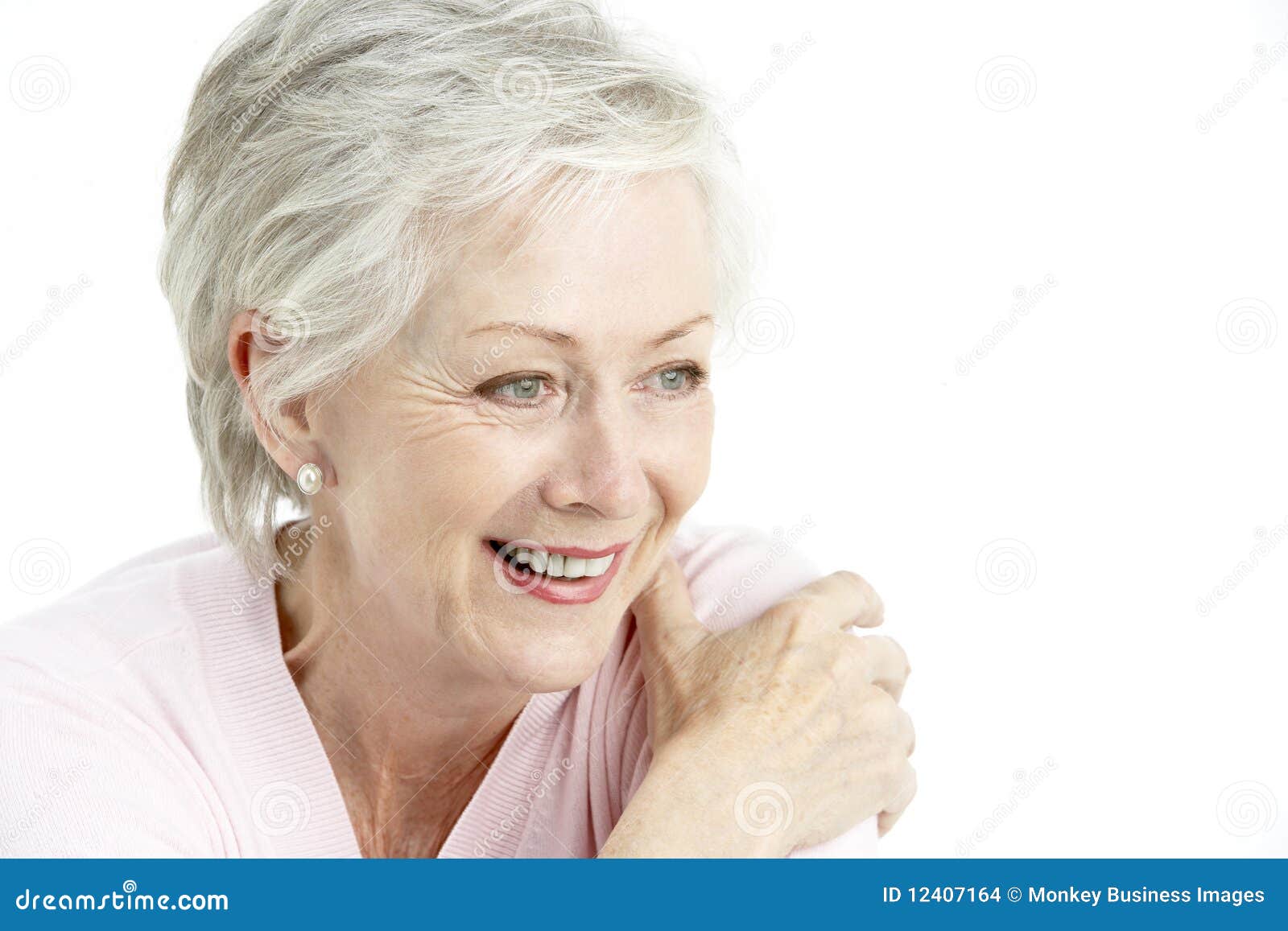 Portrait of Smiling Senior Woman Stock Photo - Image of horizontal ...