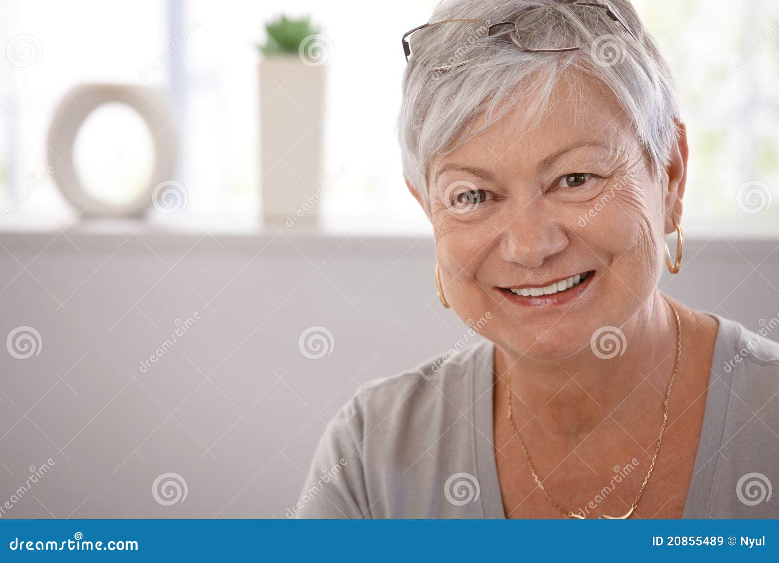 Portrait of Smiling Senior Woman Stock Image - Image of european ...