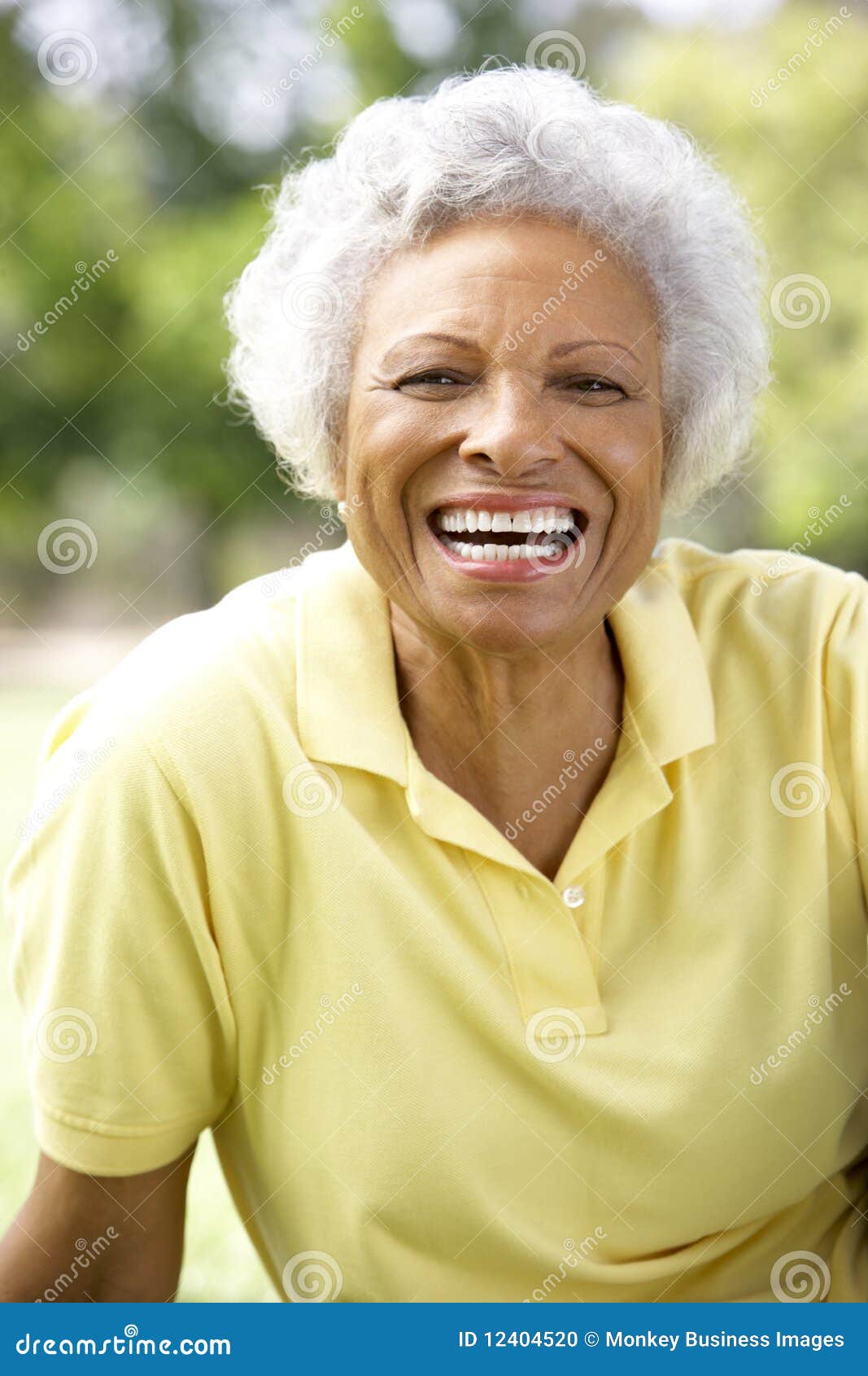 Portrait of Smiling Senior Woman Outdoors Stock Photo - Image of park ...