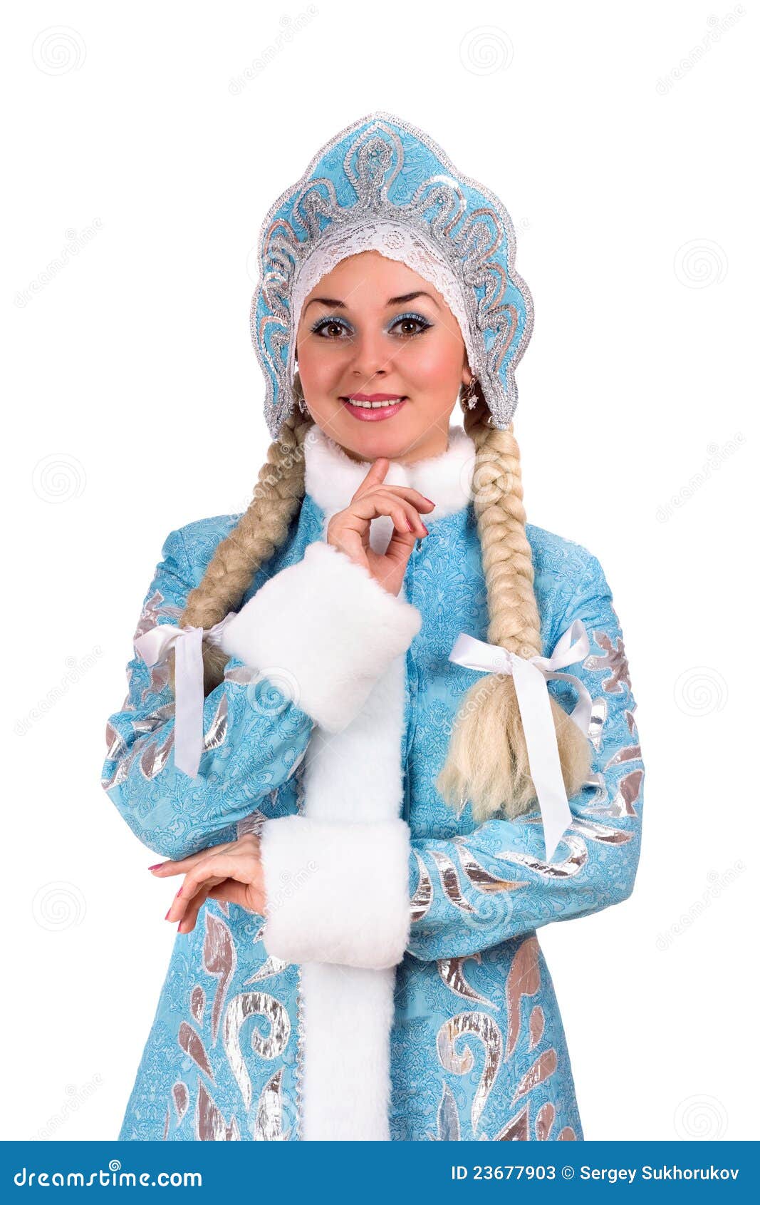 Portrait of a Smiling Snow Maiden Stock Image - Image of kokoshnik ...
