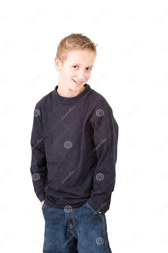 Portrait of a Smiling Standing Young Boy Stock Image - Image of school ...