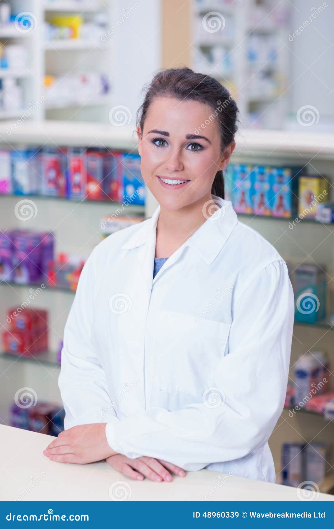 Portrait of a Smiling Student in Lab Coat Looking at Camera Stock Image ...
