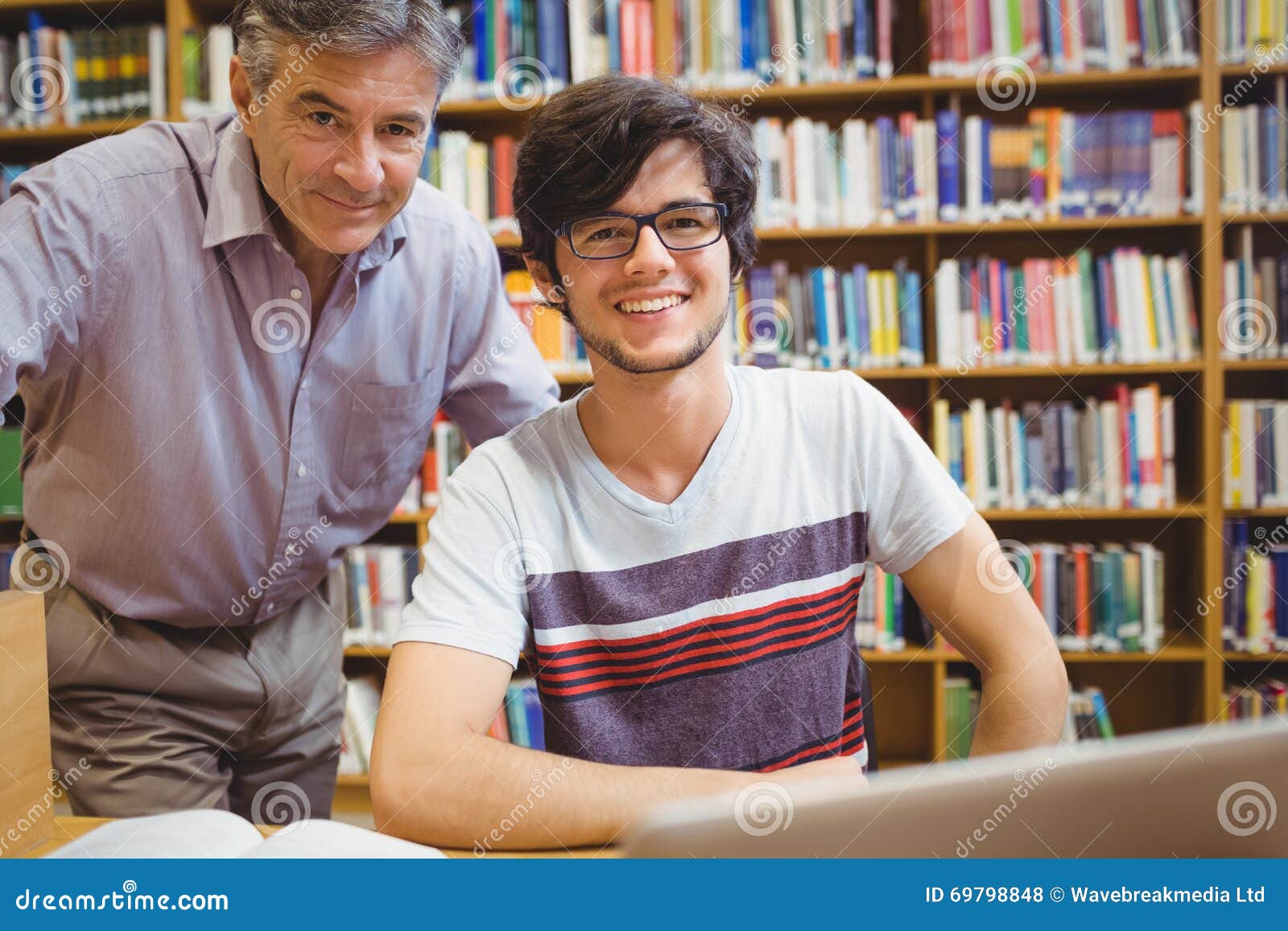 Portrait of Smiling Student with Professor Stock Photo - Image of ...