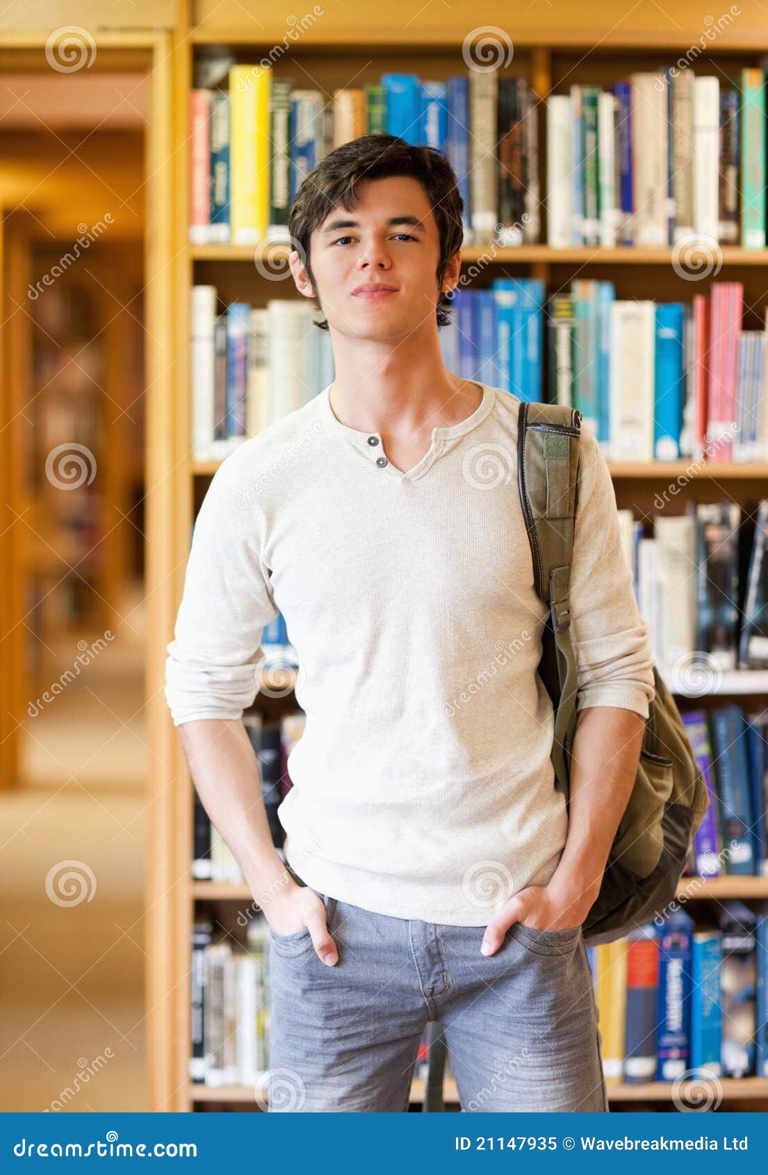 Portrait of a Smiling Student Standing Up Stock Image - Image of cute ...