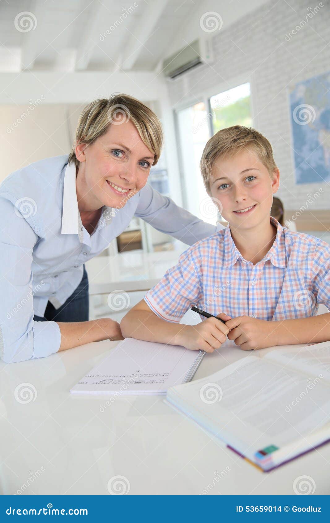 Portrait of Smiling Teacher with Pupil Stock Photo - Image of child ...