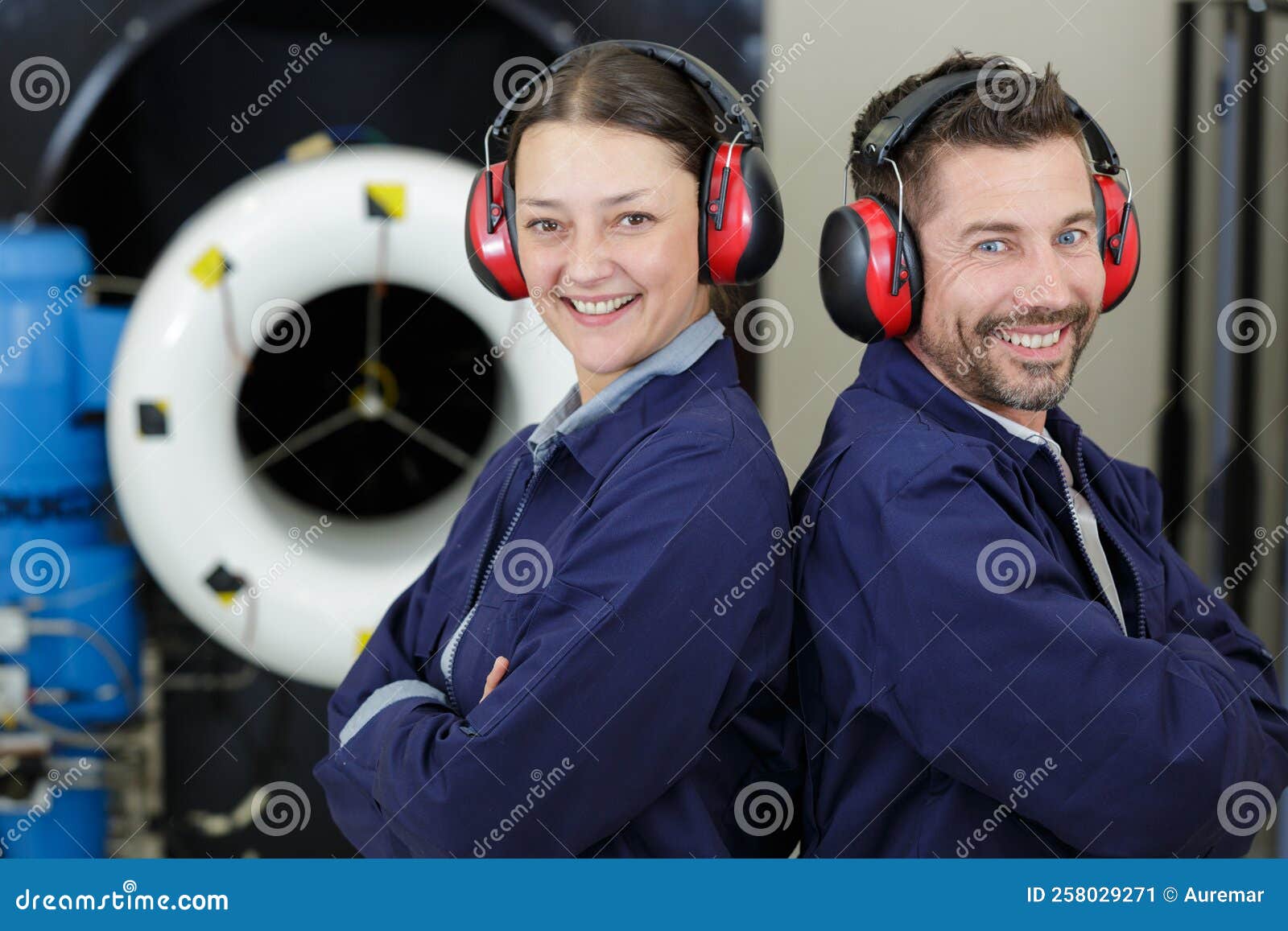 Portrait Smiling Technical Staffs Stock Image - Image of staff, safety ...