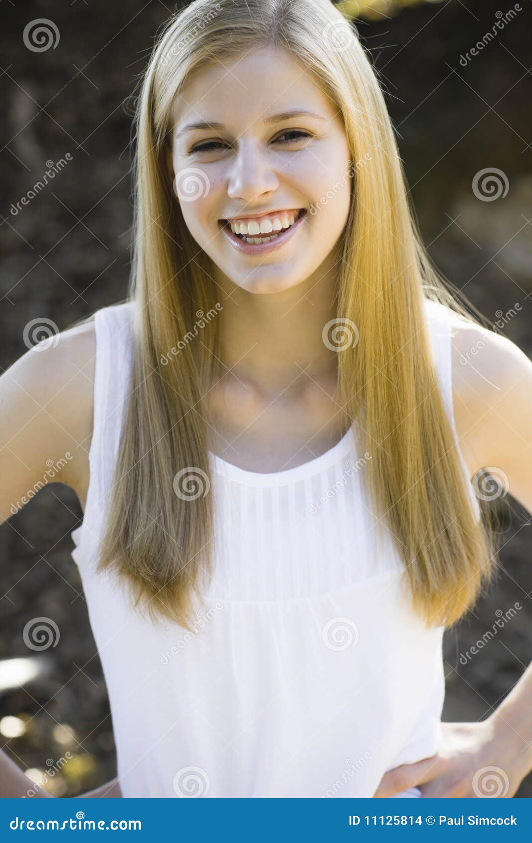 Portrait of Smiling Teenager Stock Photo - Image of daytime, blond ...