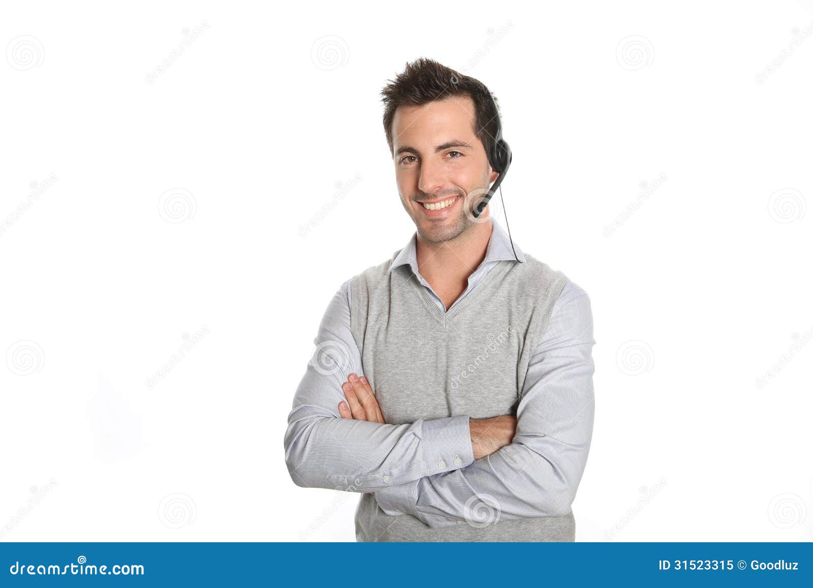 Portrait of Smiling Teleoperator Stock Image - Image of people ...