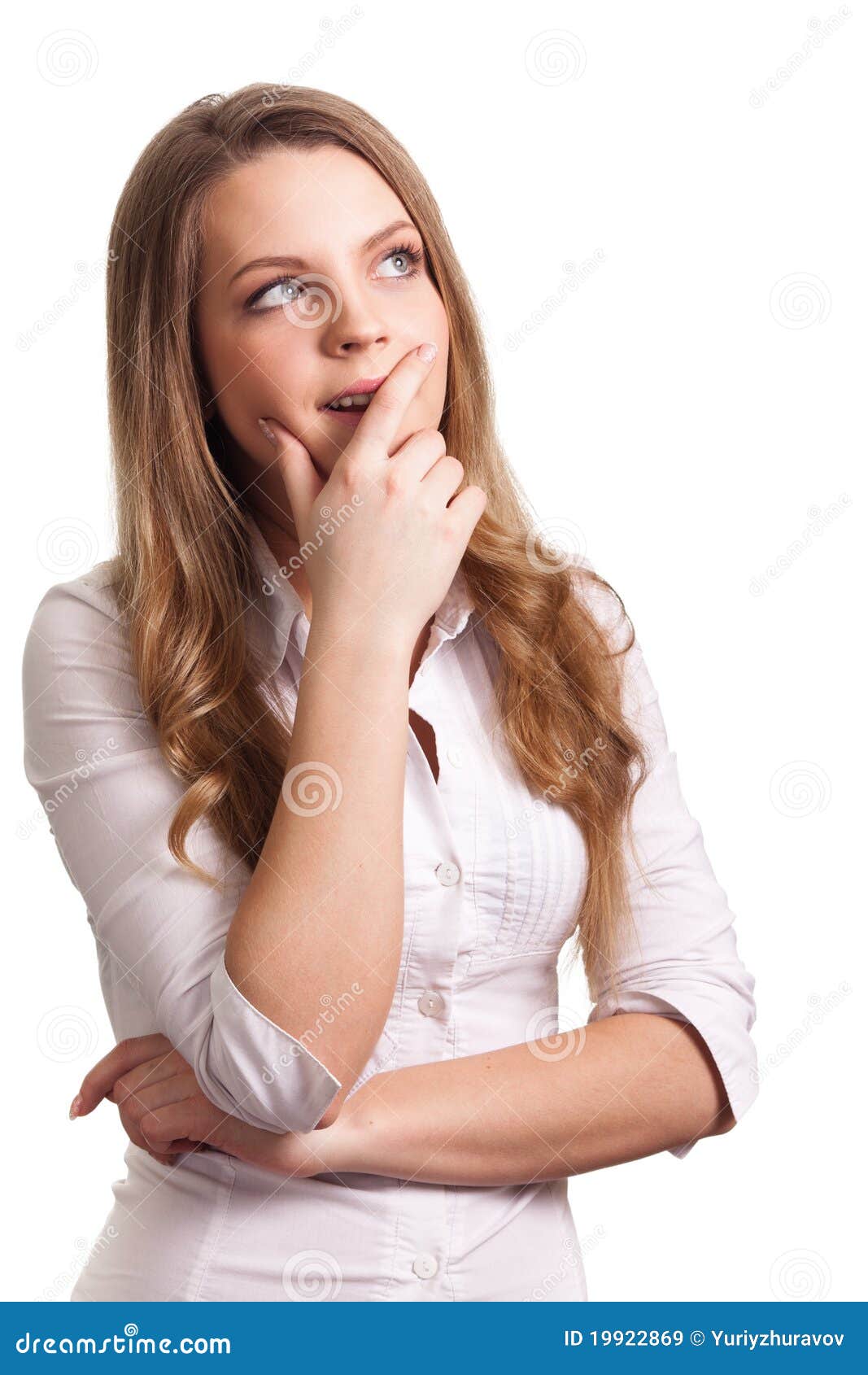 Portrait of a Smiling Thinking Woman Stock Image - Image of happy ...