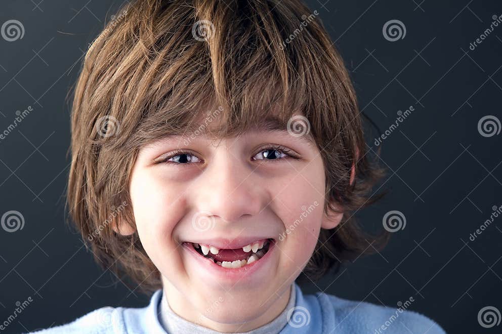 Portrait of a Smiling Toothless Boy Stock Photo - Image of enjoyment ...