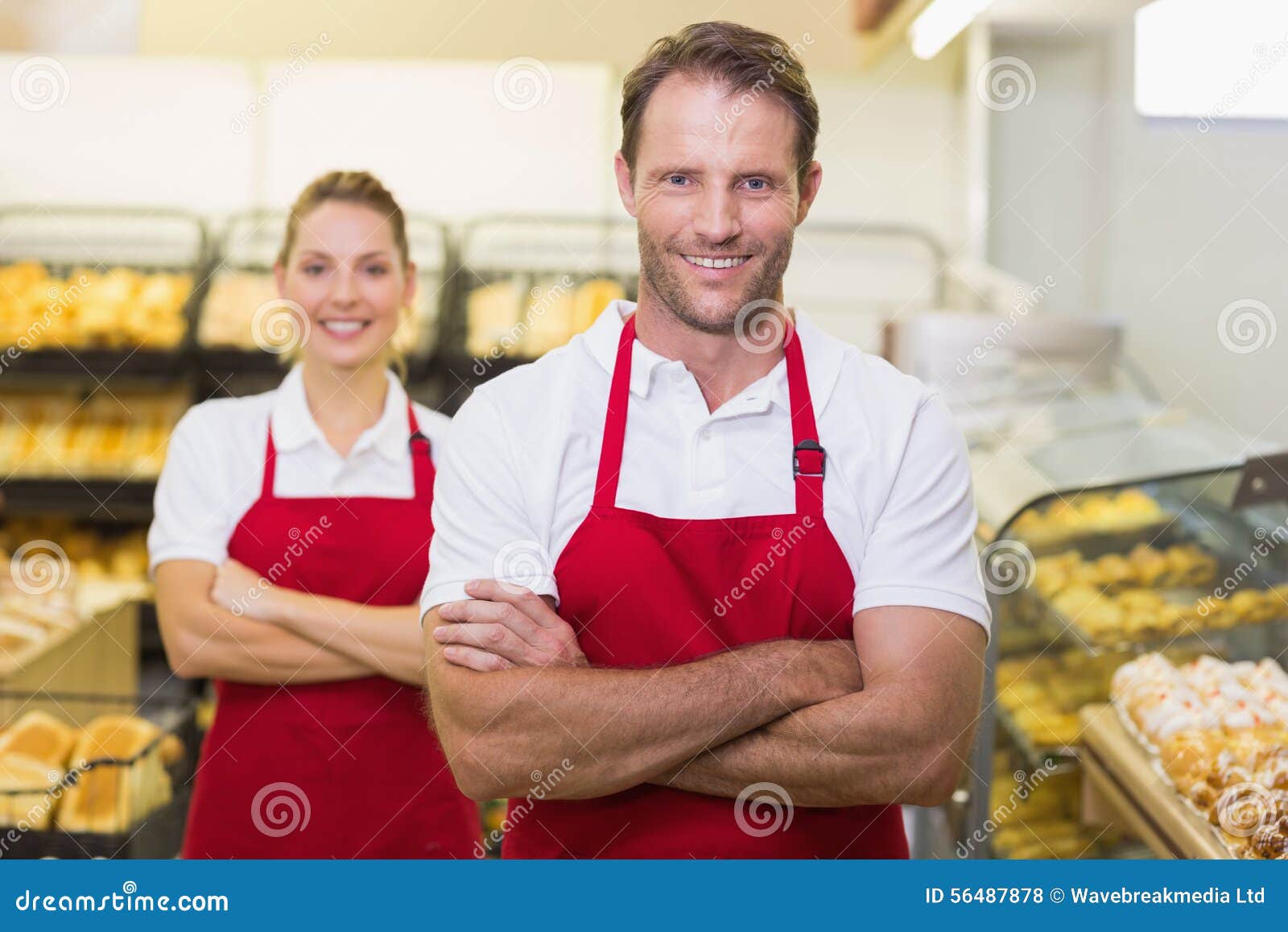 Portrait of Smiling Two Bakers with Arms Crossed Stock Photo - Image of ...