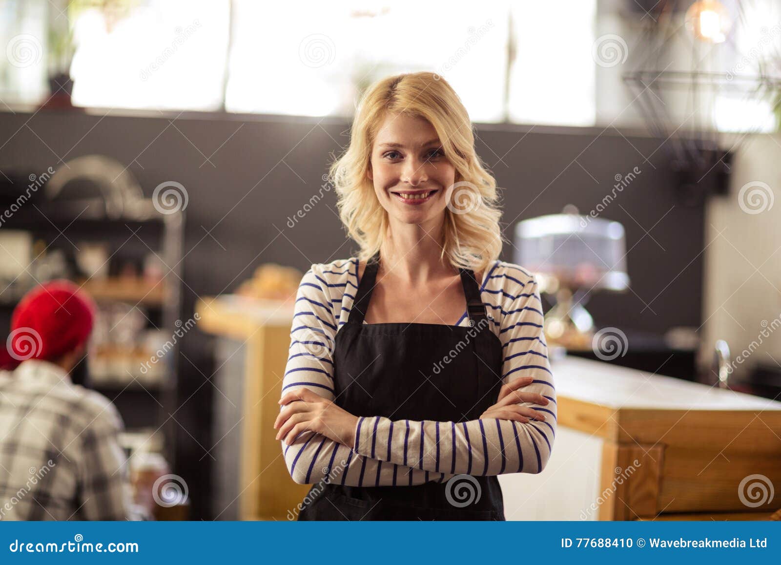Portrait of a Smiling Waitress Stock Photo - Image of standing, young ...
