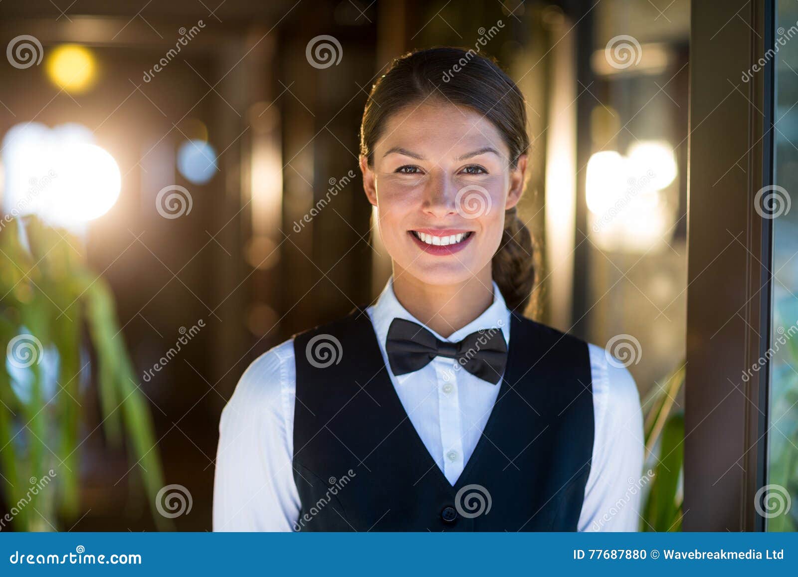 Portrait of Smiling Waitress Stock Photo - Image of looking, woman ...