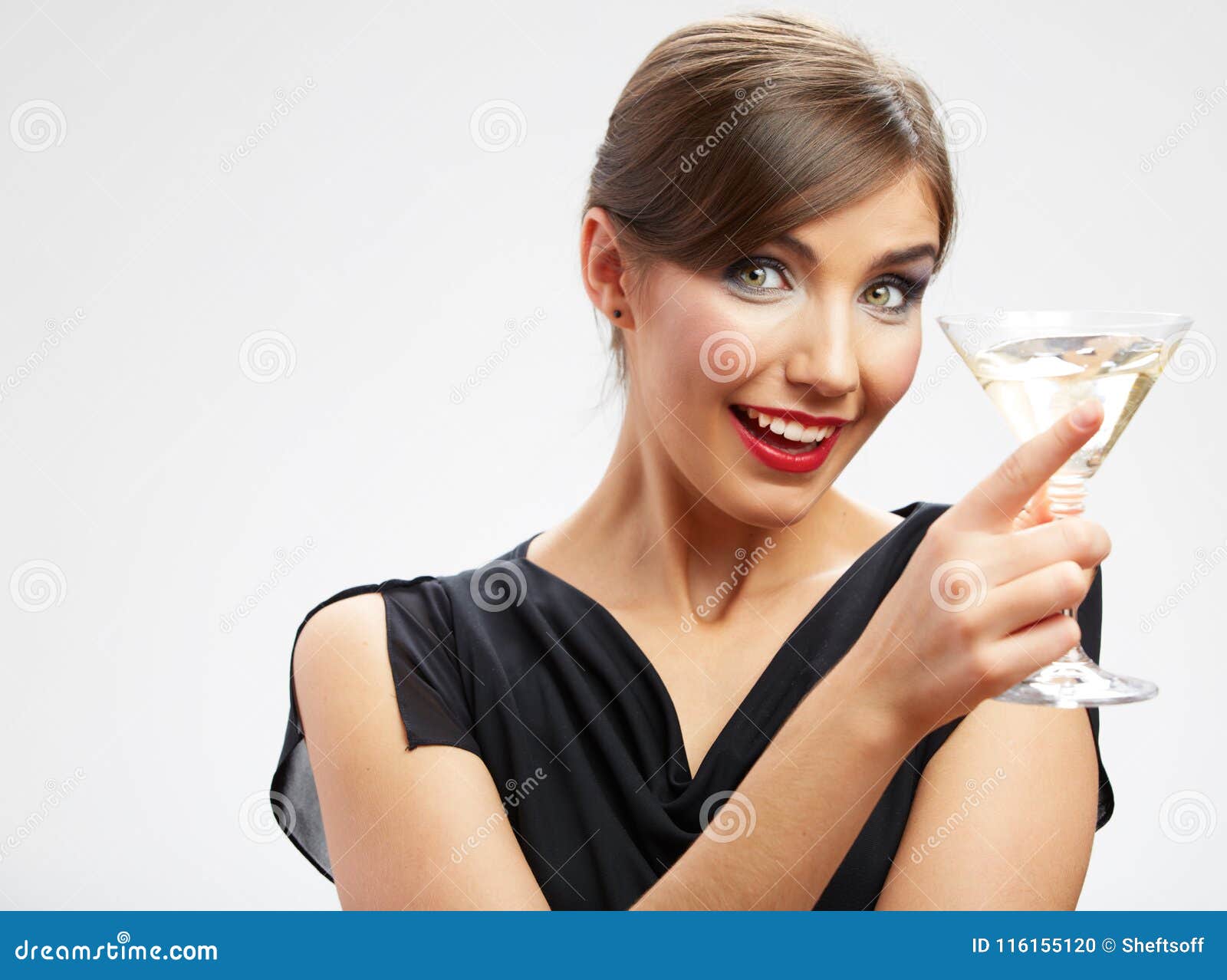 Portrait of Smiling Woman Holding Glass with Drink. Stock Photo - Image ... Portrait of Smiling Woman Holding Glass with Drink. Stock Photo - Image ...