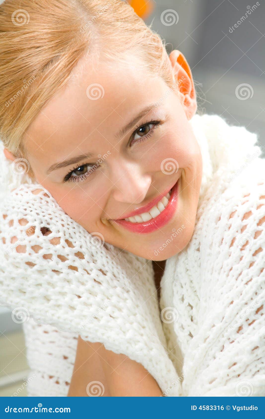 Portrait of Smiling Woman at Home Stock Photo - Image of glamour, girl ...