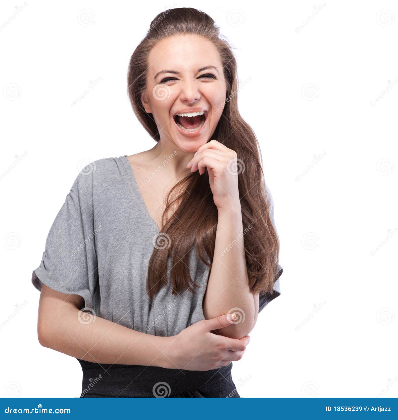 Portrait of Smiling Woman Isolated on White Stock Image - Image of hair ...