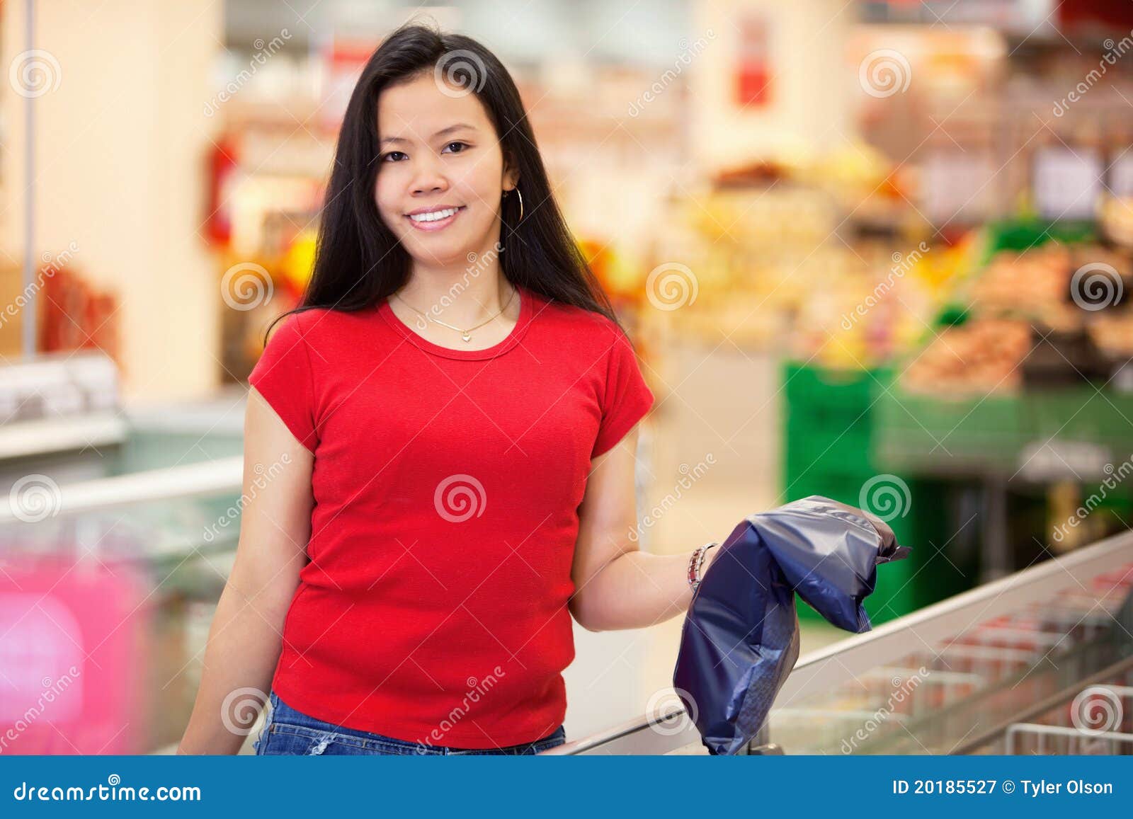 Portrait of Smiling Woman in Store Stock Image - Image of foreground ...