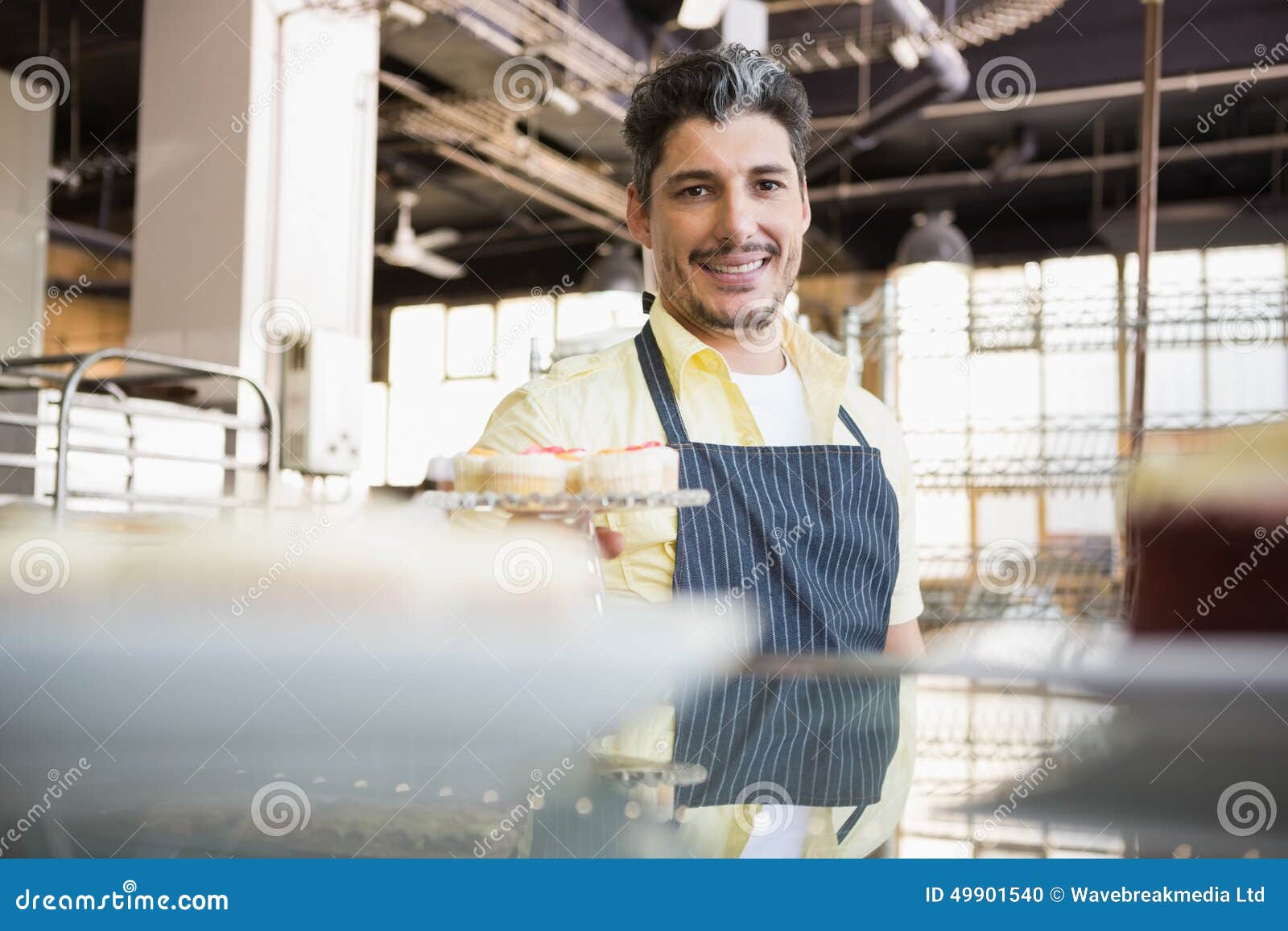 Portrait of a Smiling Worker in Apron Stock Photo - Image of industry ...