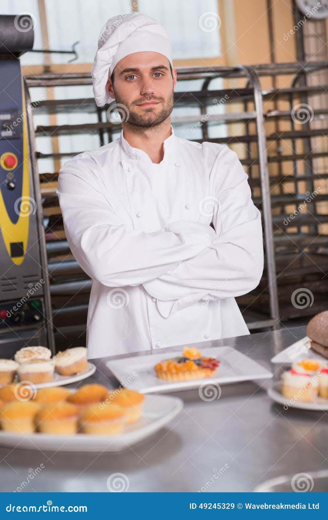 Portrait of Smiling Worker Behind the Dessert Stock Image - Image of ...