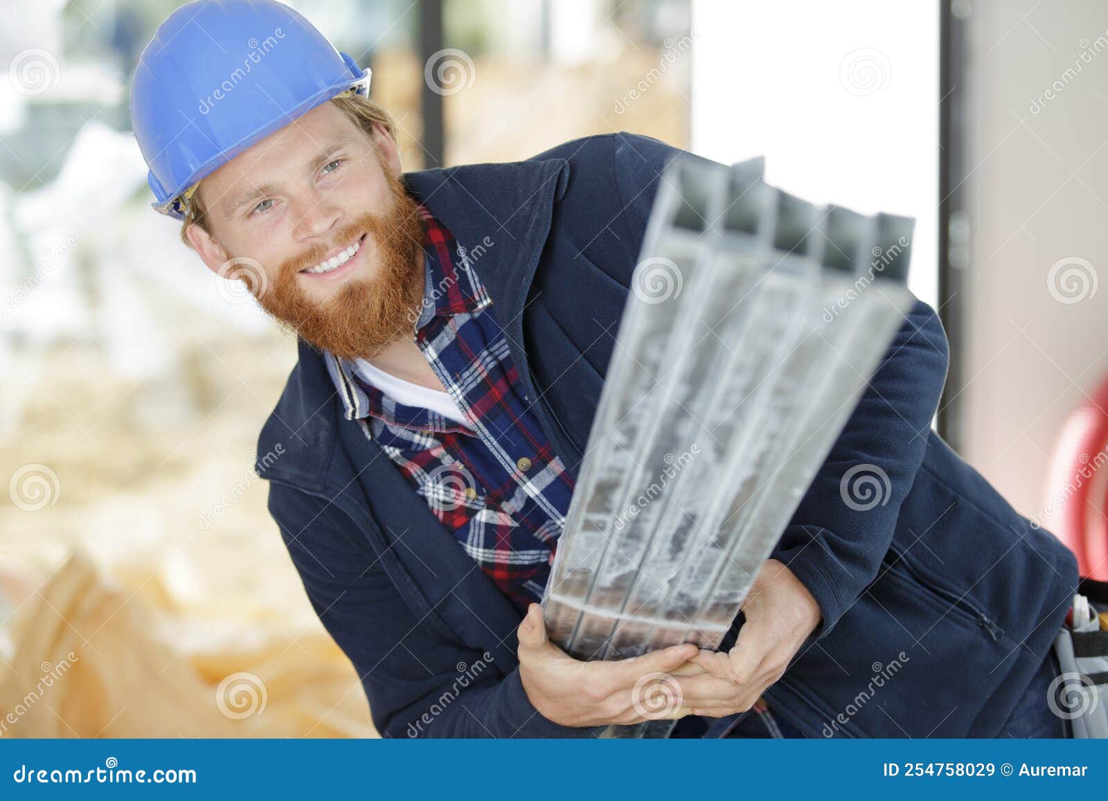 Portrait Smiling Worker on Construction Site Stock Image - Image of ...