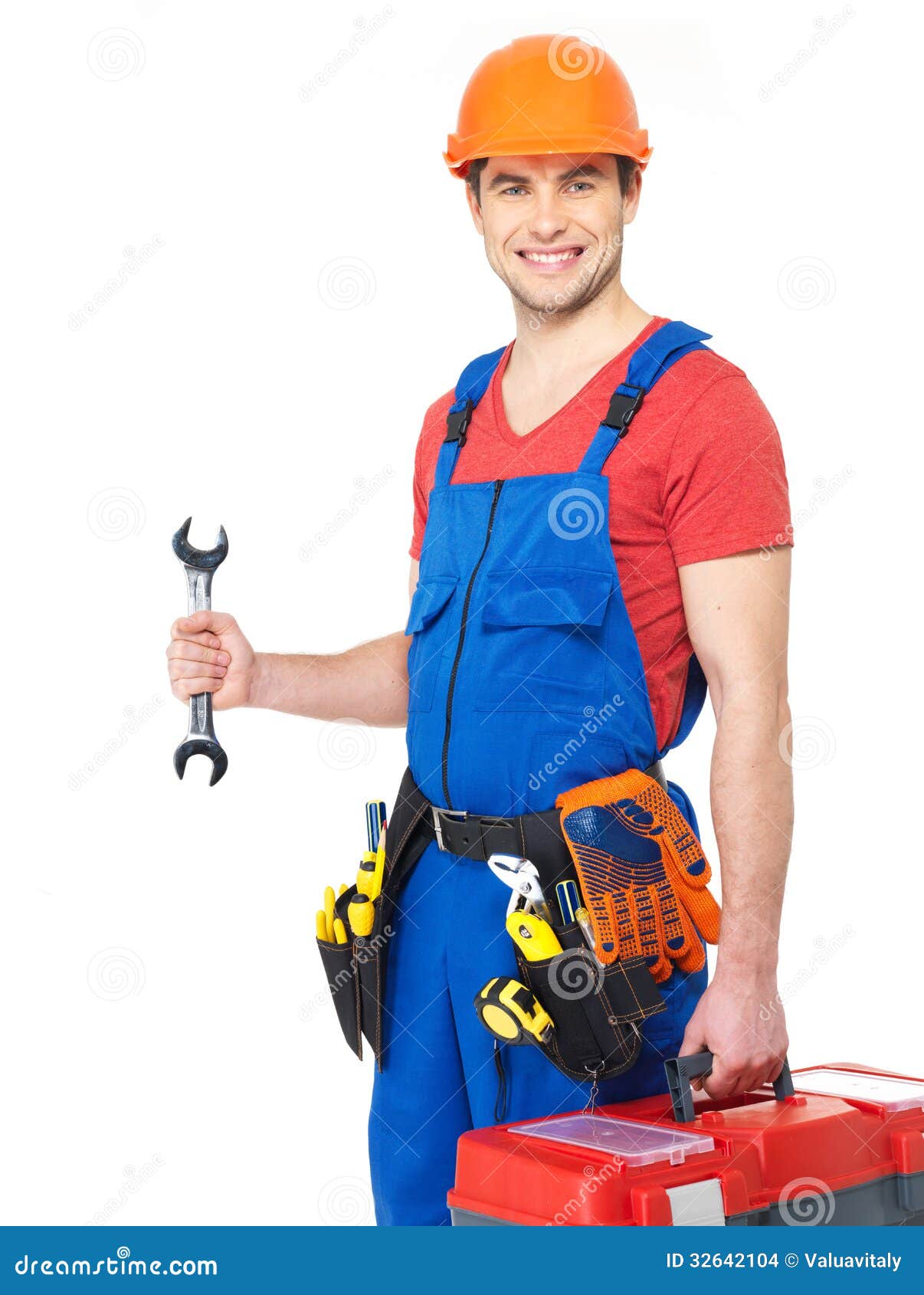 Portrait of Smiling Worker with Tools Stock Photo - Image of male ...