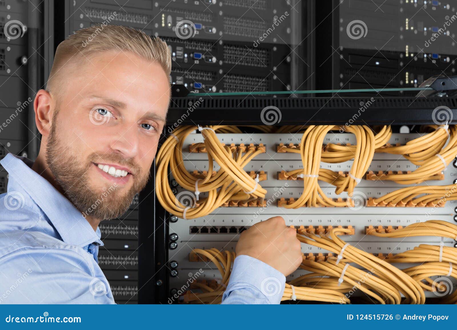 Smiling Computer Technician Stock Photo - Image of manager, blonde ...