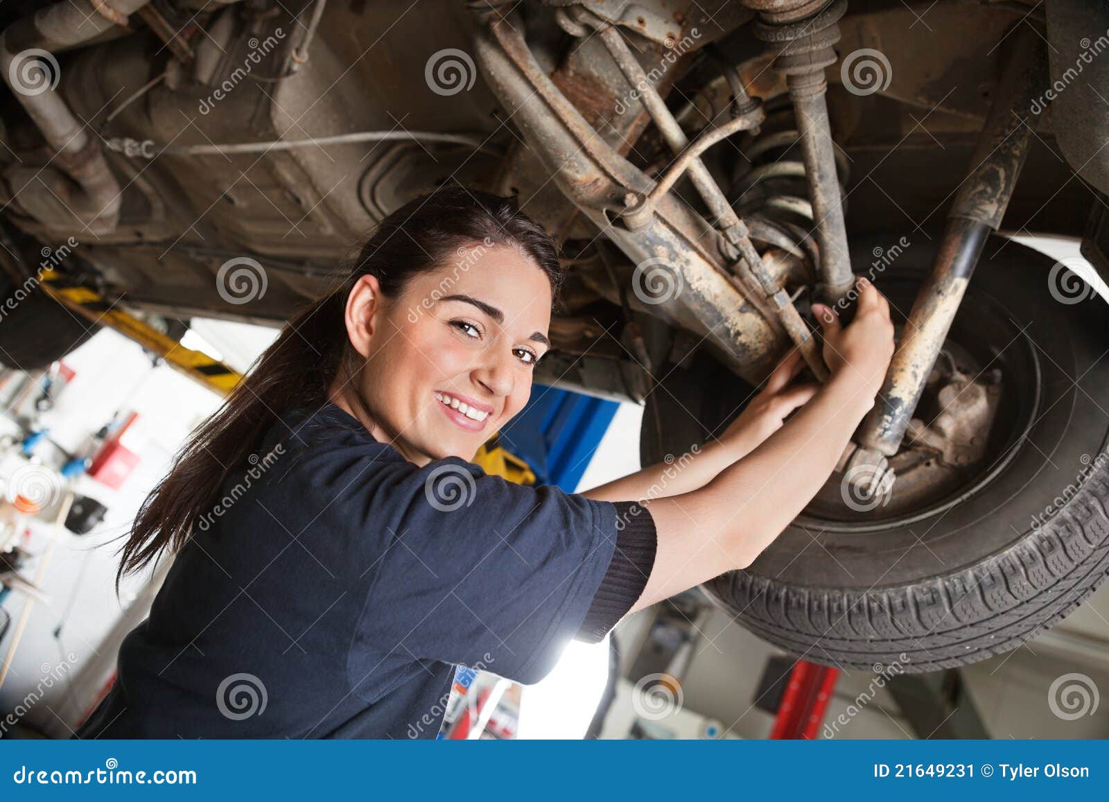 Portrait of Smiling Young Female Mechanic Stock Image - Image of ...