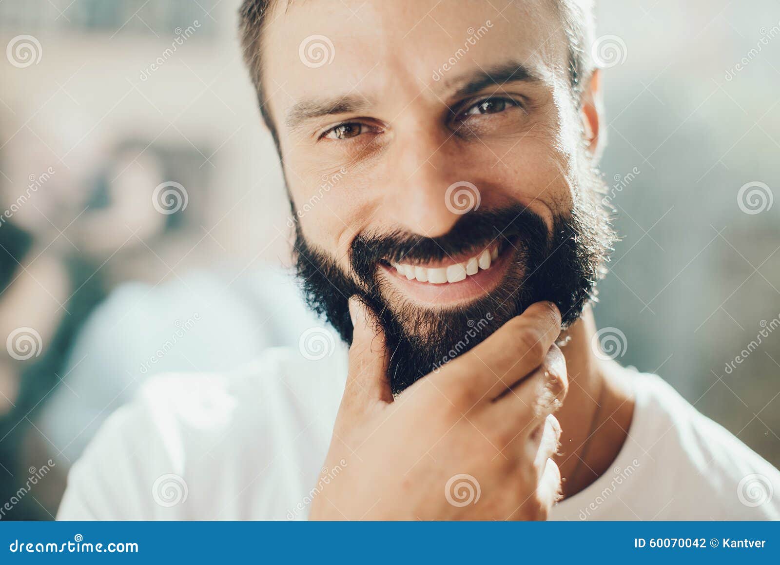 Portrait of Smiling Young Man on the Blure Stock Photo - Image of look ...