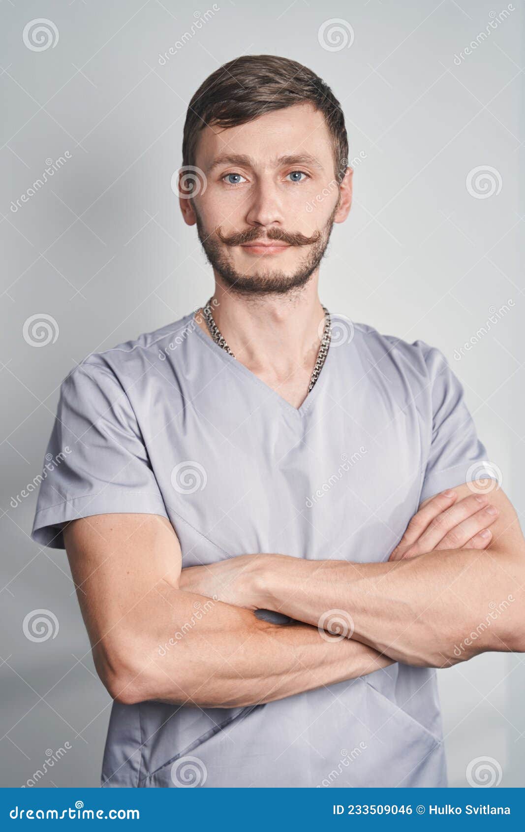 Smiling Young Caucasian Man Masseur Looking At Camera Close Up Portrait