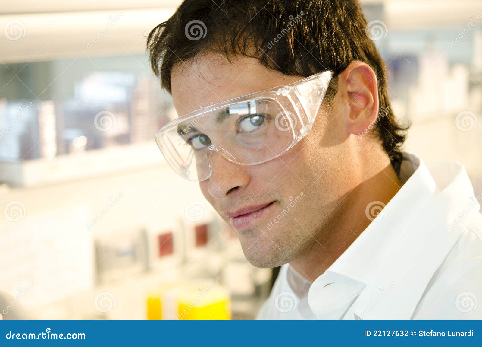 Portrait of a Smiling Young Researcher Stock Photo - Image of labcoat ...