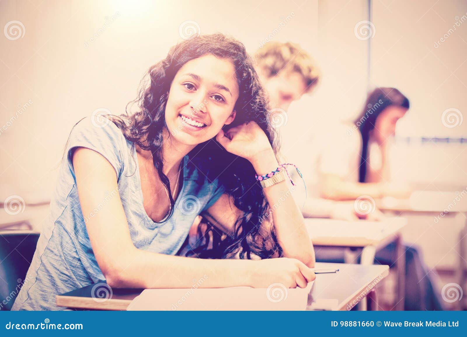 Portrait of Smiling Young Student Posing Stock Photo - Image of hand ...