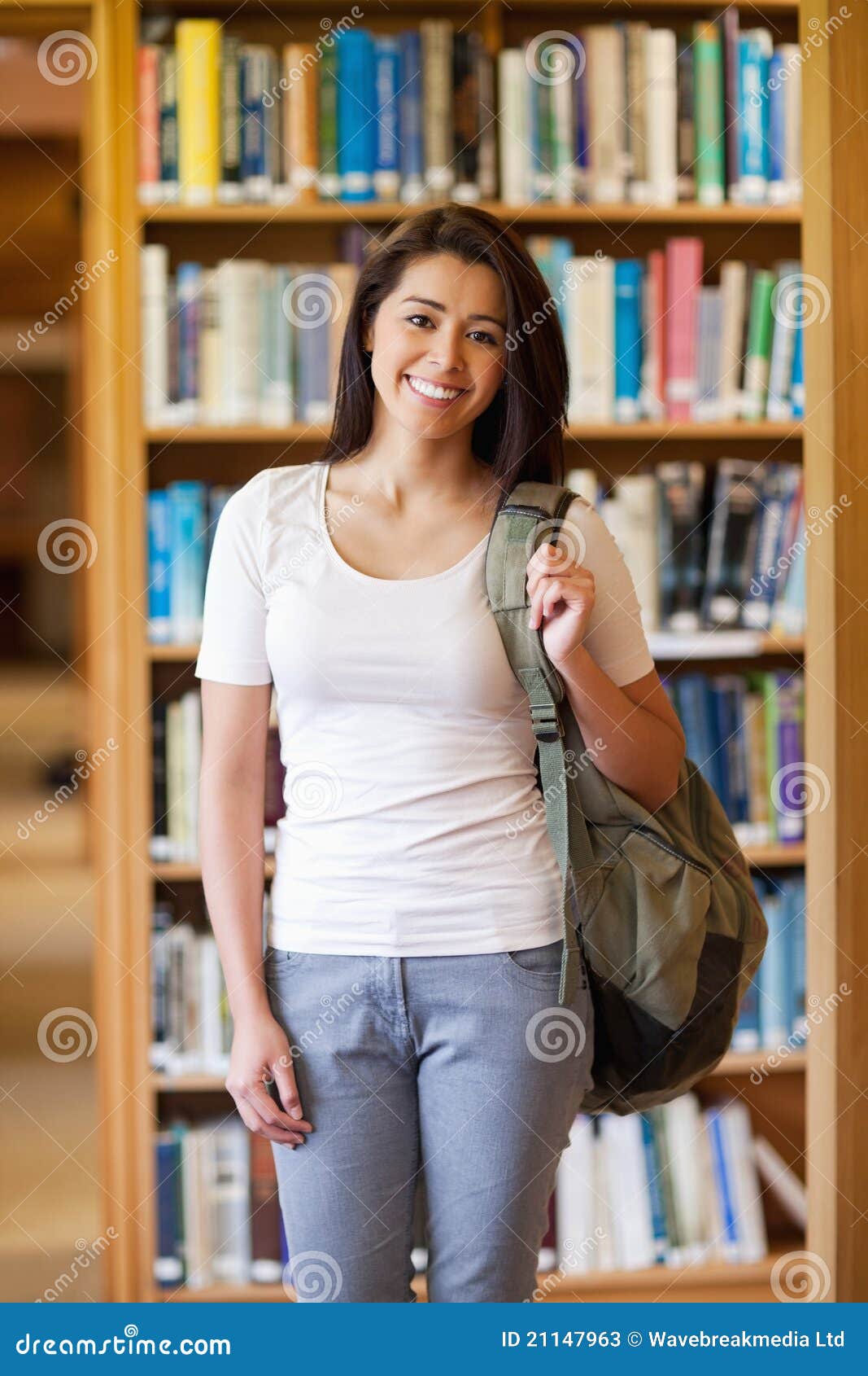 Portrait of a Smiling Young Student Standing Up Stock Image - Image of ...