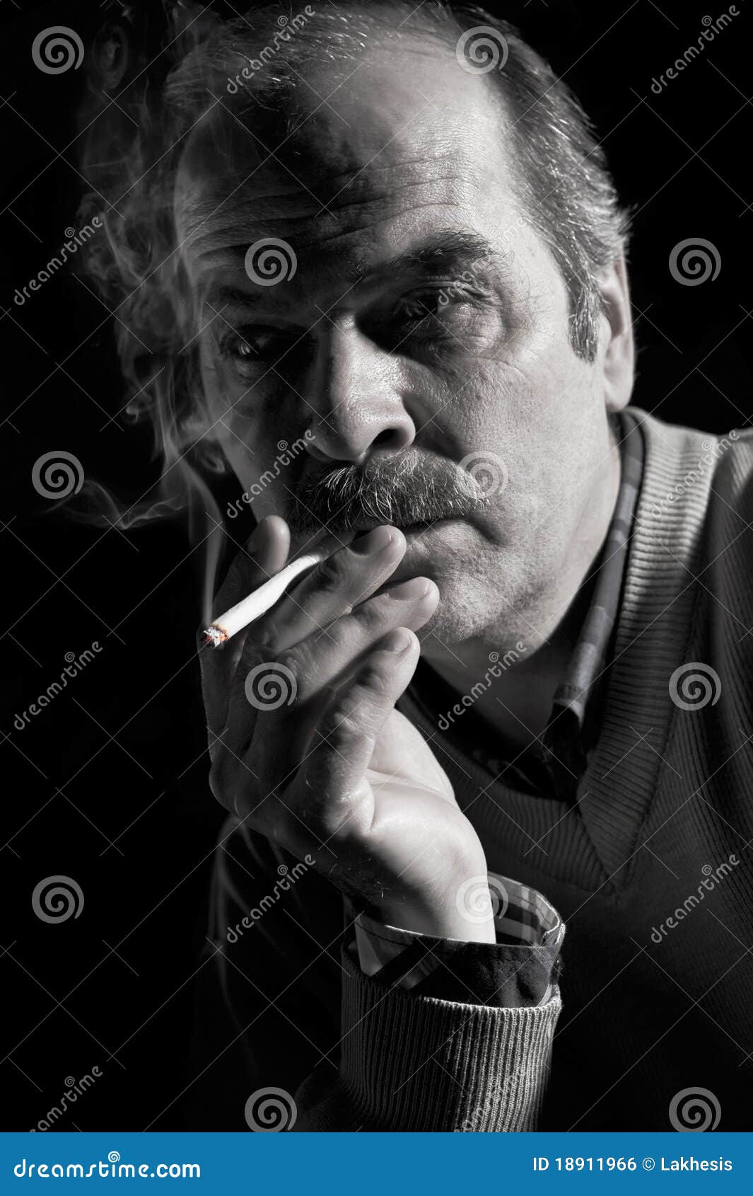 Portrait of smoking man stock photo. Image of black, forbidden - 18911966