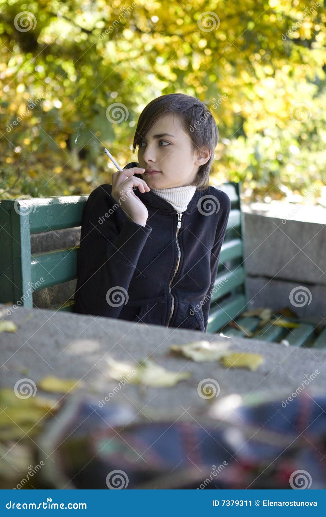 Portrait Of The Smoking Young Girl Stock Image - Image of expression ...