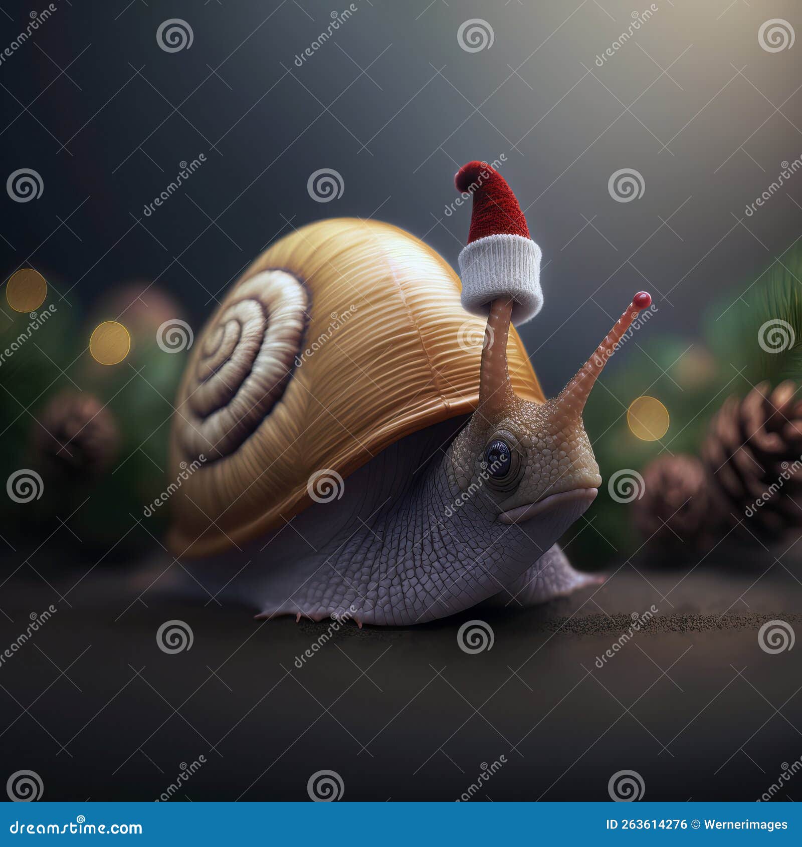 Portrait of Snail with Santa Hat, Illustration Stock Illustration ...