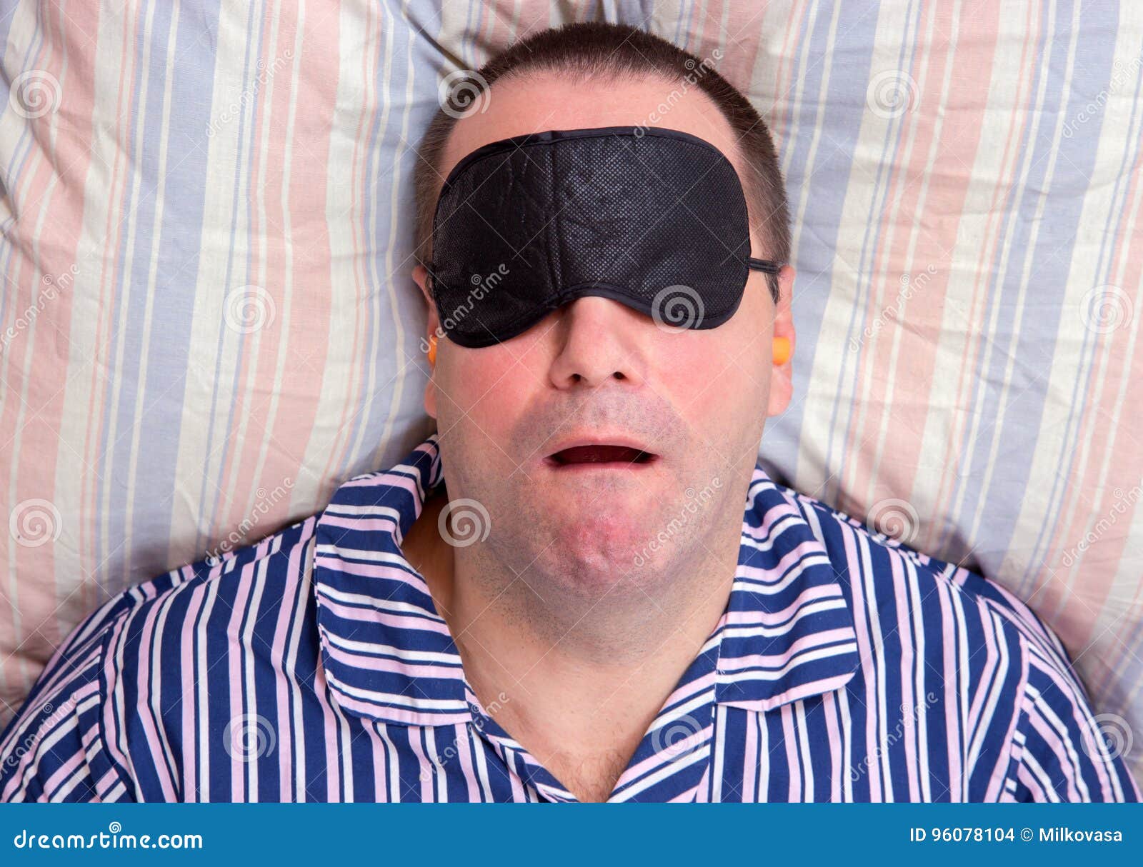 Portrait of a snoring man stock photo. Image of happy - 96078104