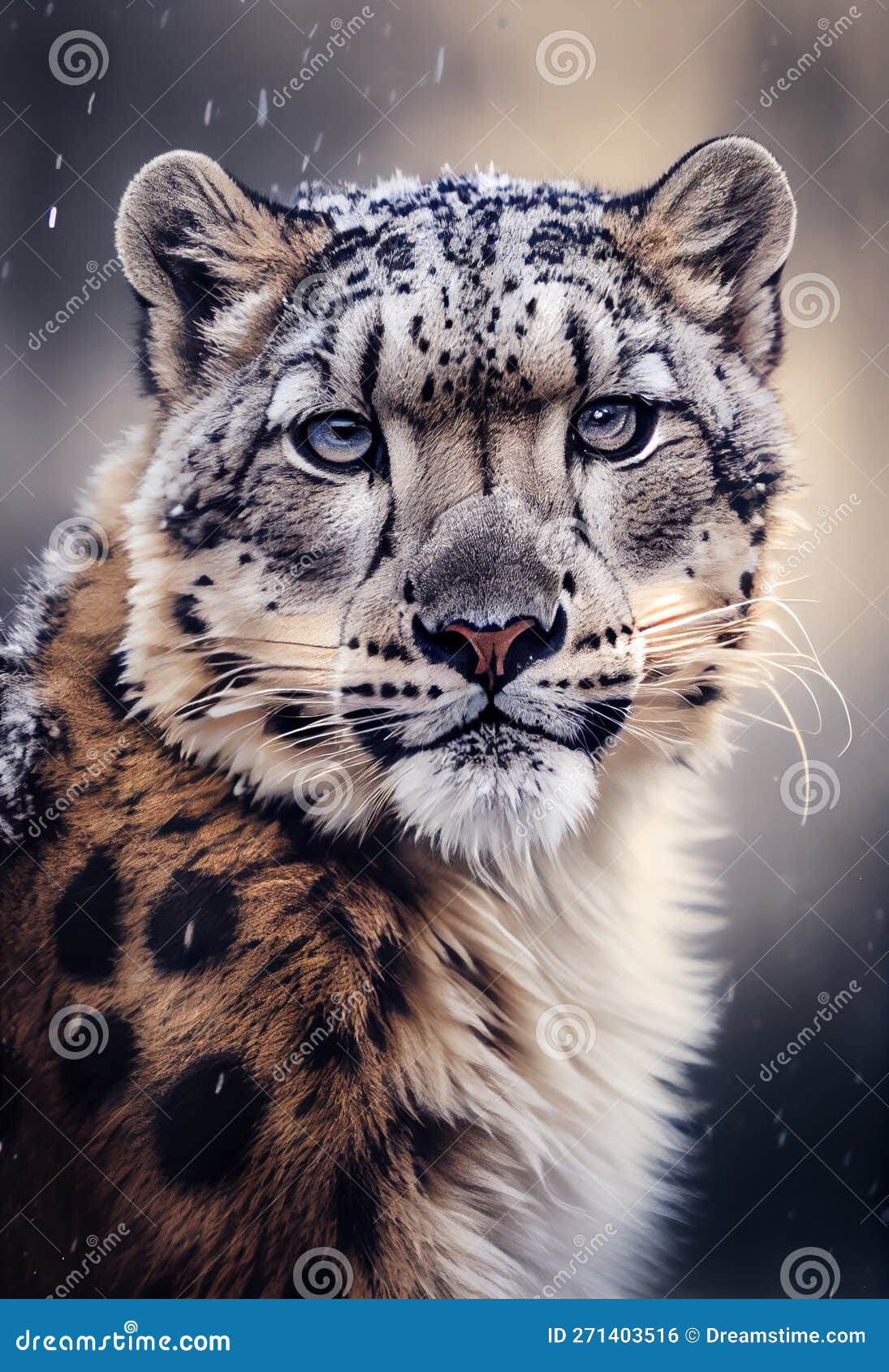 Portrait of a Snow Leopard in the Background of a Snowy Landscape. AI ...