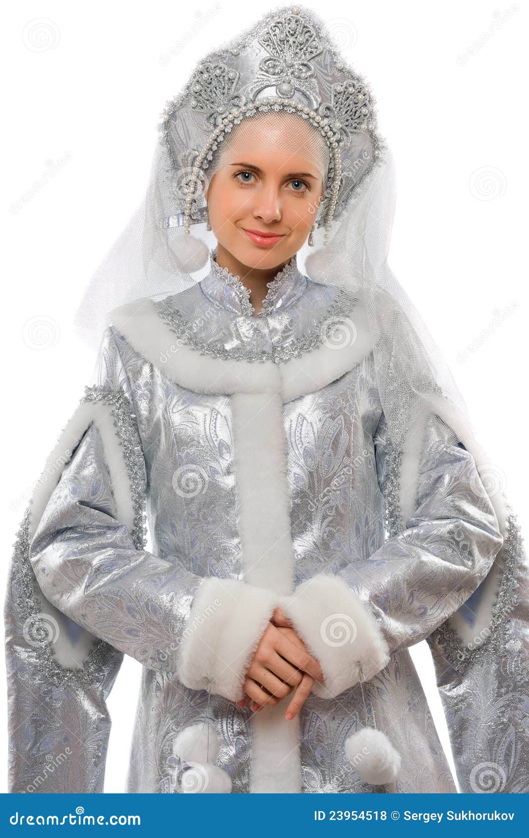 Portrait of a Snow Maiden. Isolated Stock Photo - Image of adult ...