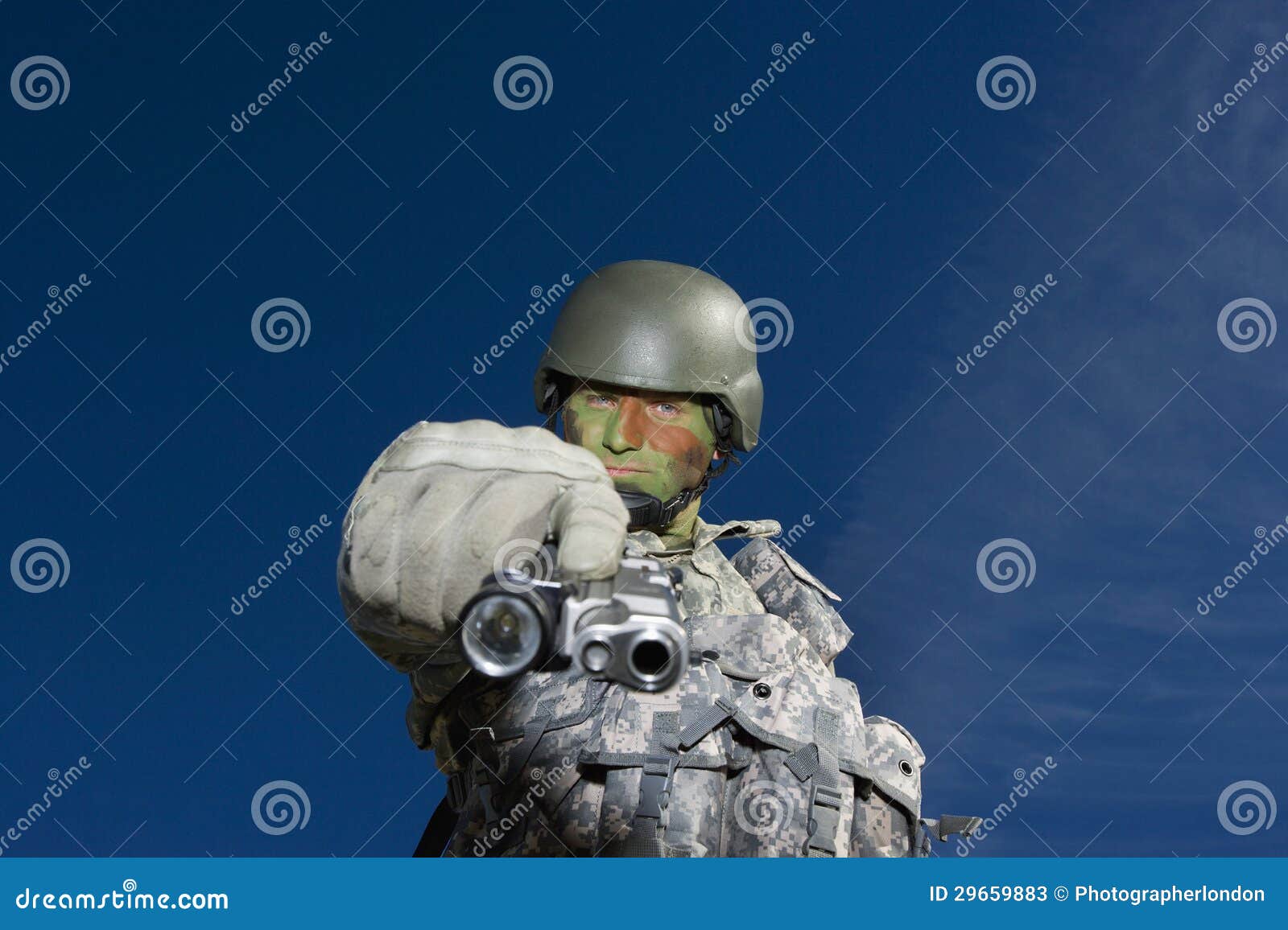 Portrait of Soldier Aiming stock image. Image of angle - 29659883
