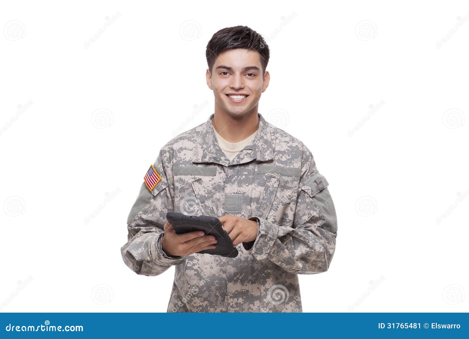 Portrait of a Soldier with a Digital Tablet Stock Image - Image of ...