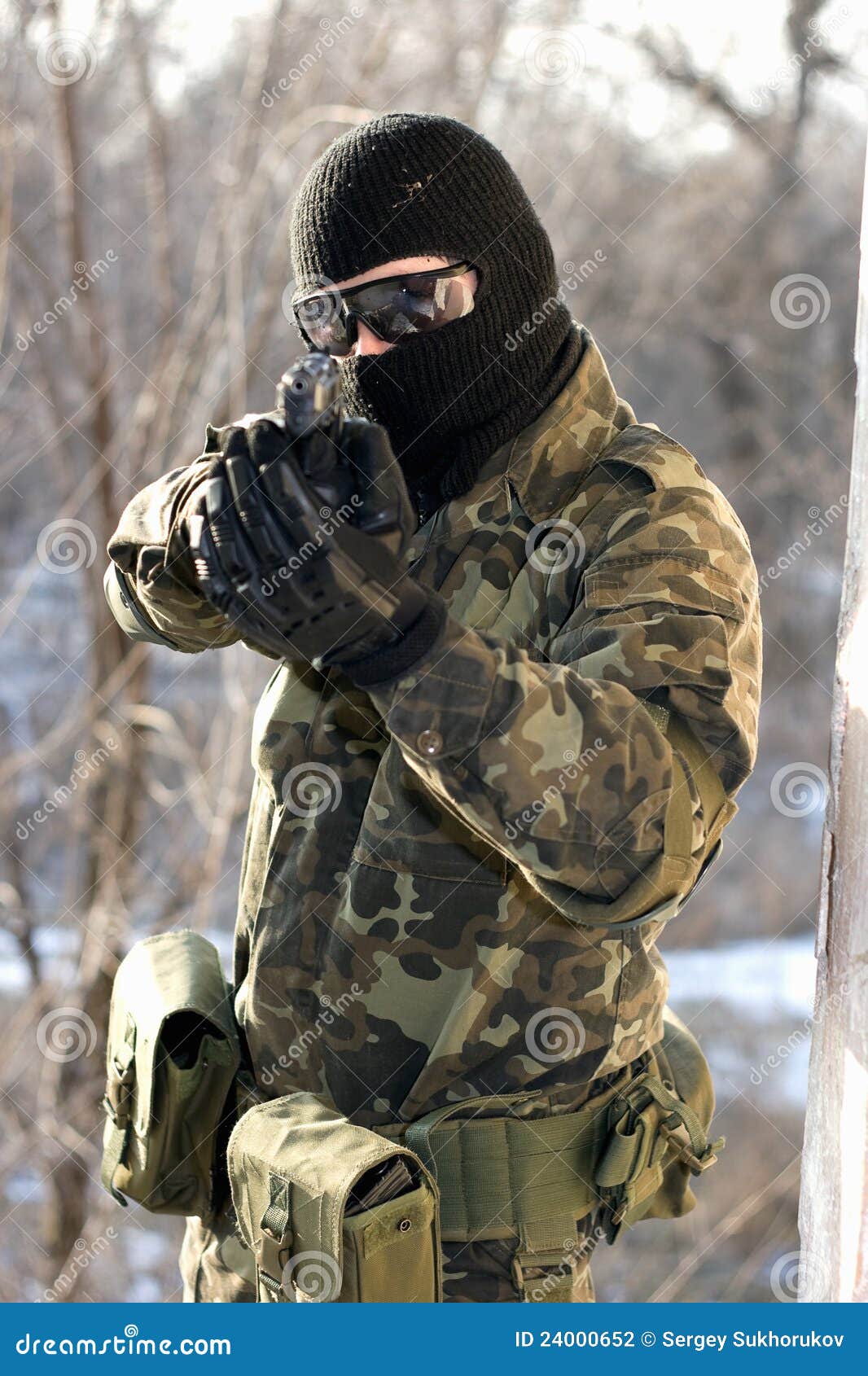 Portrait of Soldier with a Handgun Stock Photo - Image of army, airsoft ...